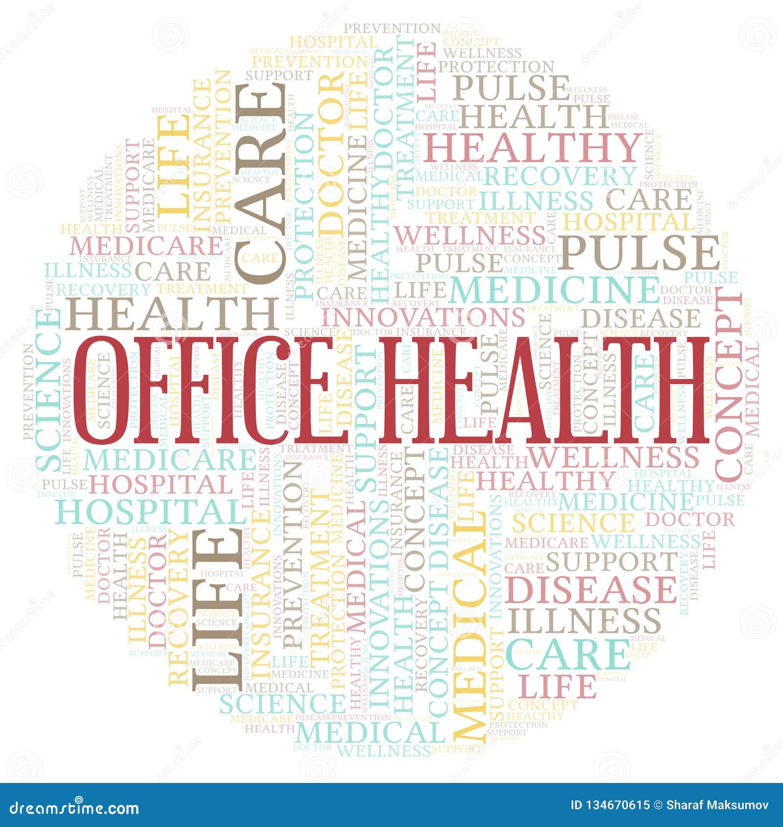 Office Health word cloud stock illustration. Illustration of medical ...
