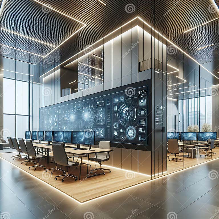 Office with High Tech Equipped Technology Stock Illustration ...