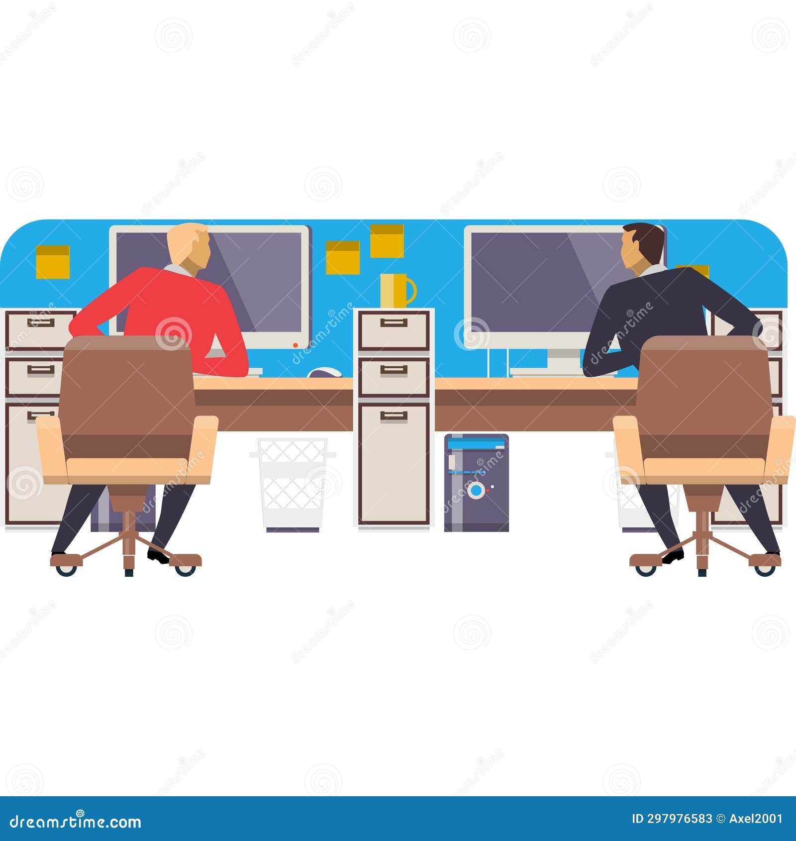 Office Icon Manager at Work Desk Flat Vector Stock Illustration ...