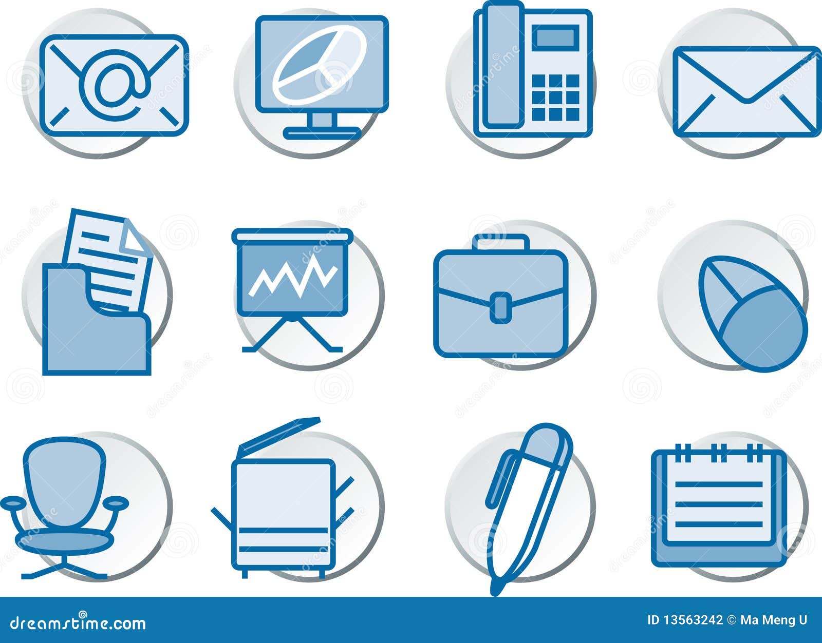 In office Icon set stock vector. Illustration of telephone - 13563242