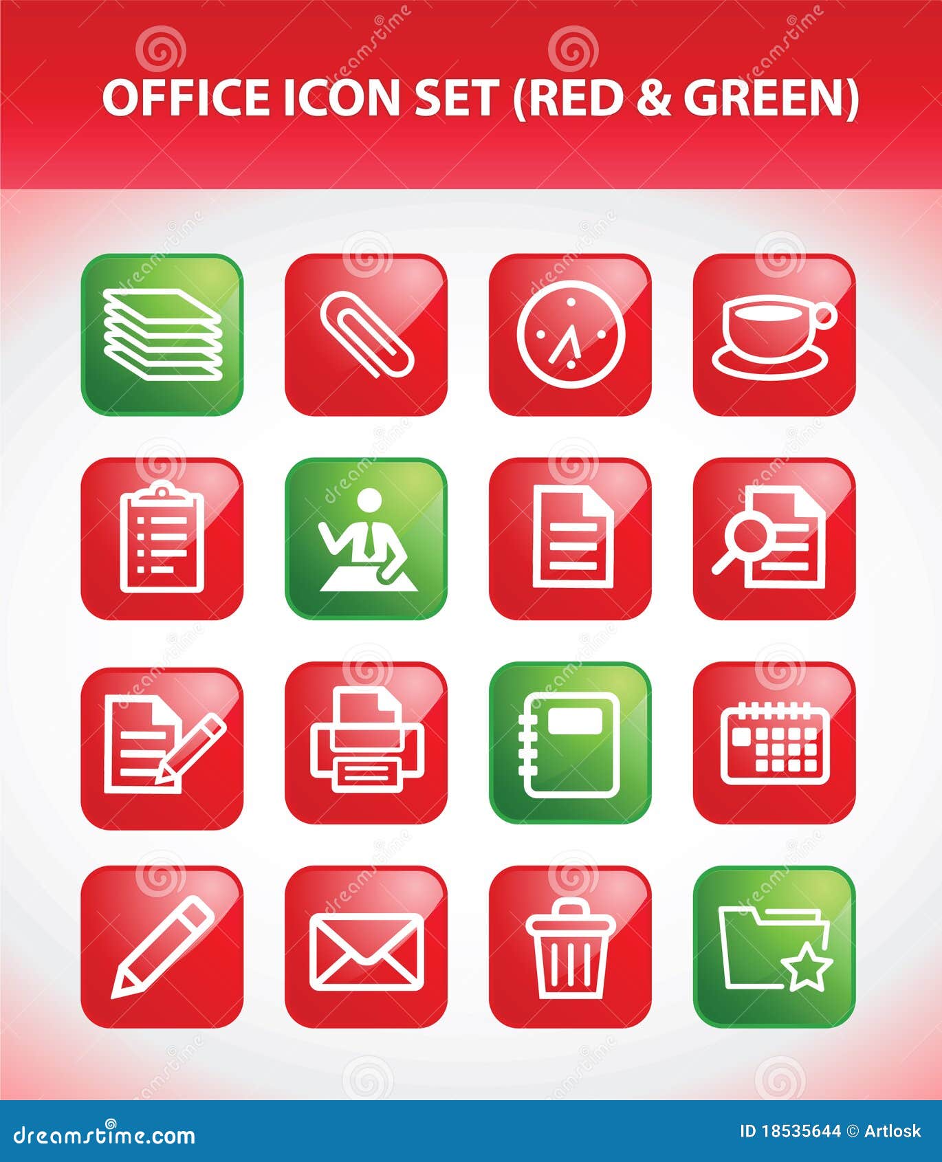 Office Icon Set stock vector. Illustration of printer - 18535644