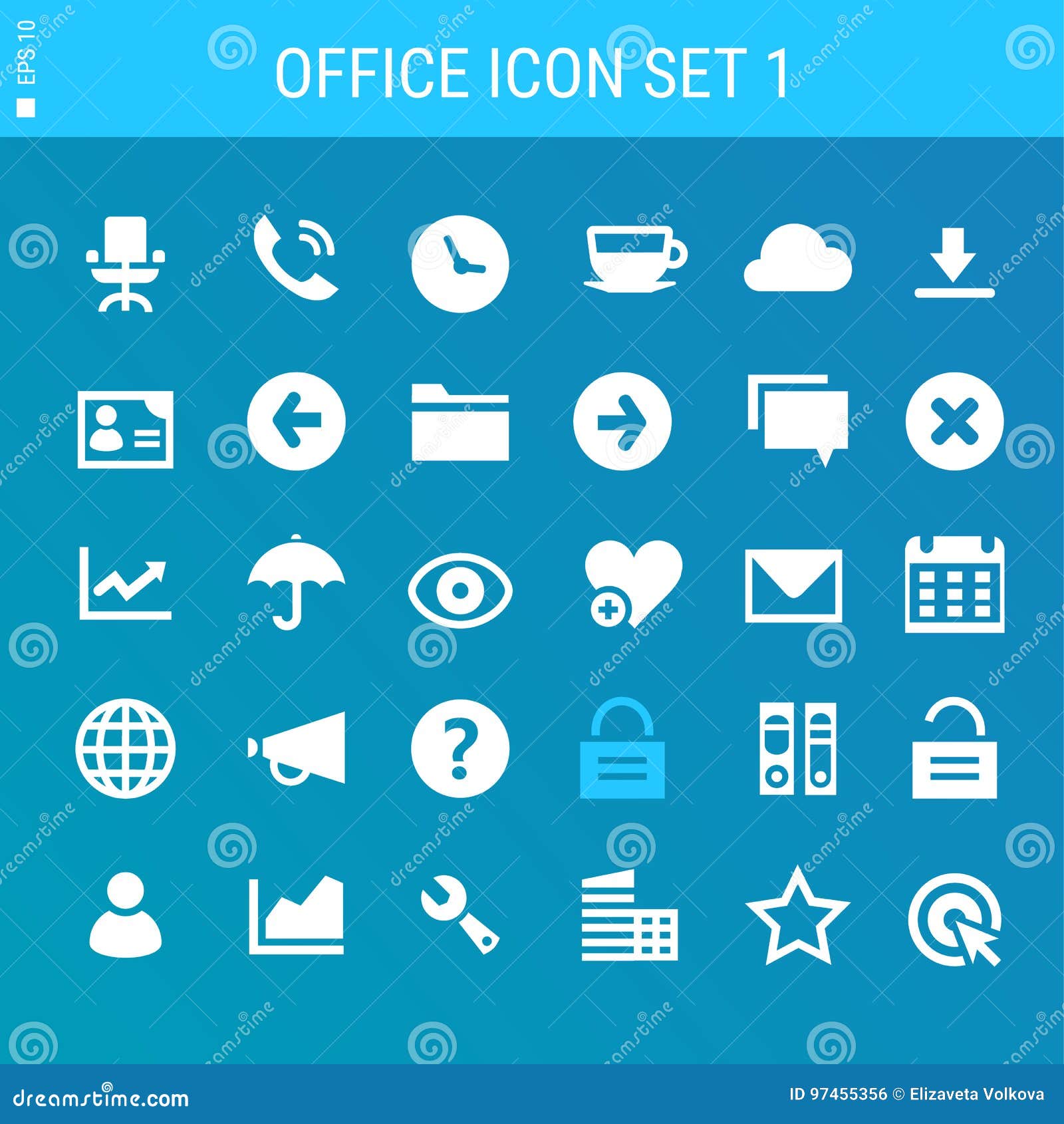 Office 1 icon set stock vector. Illustration of business - 97455356