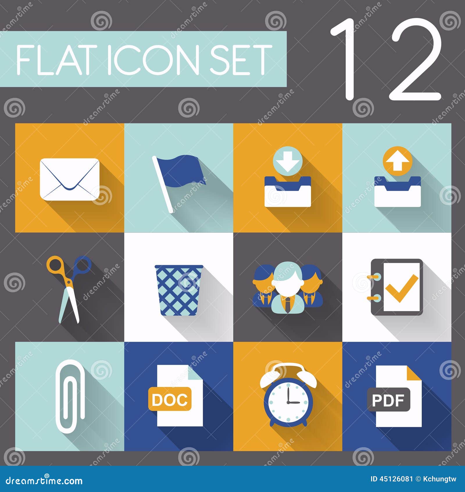 Office icon set stock vector. Illustration of flat, office - 45126081