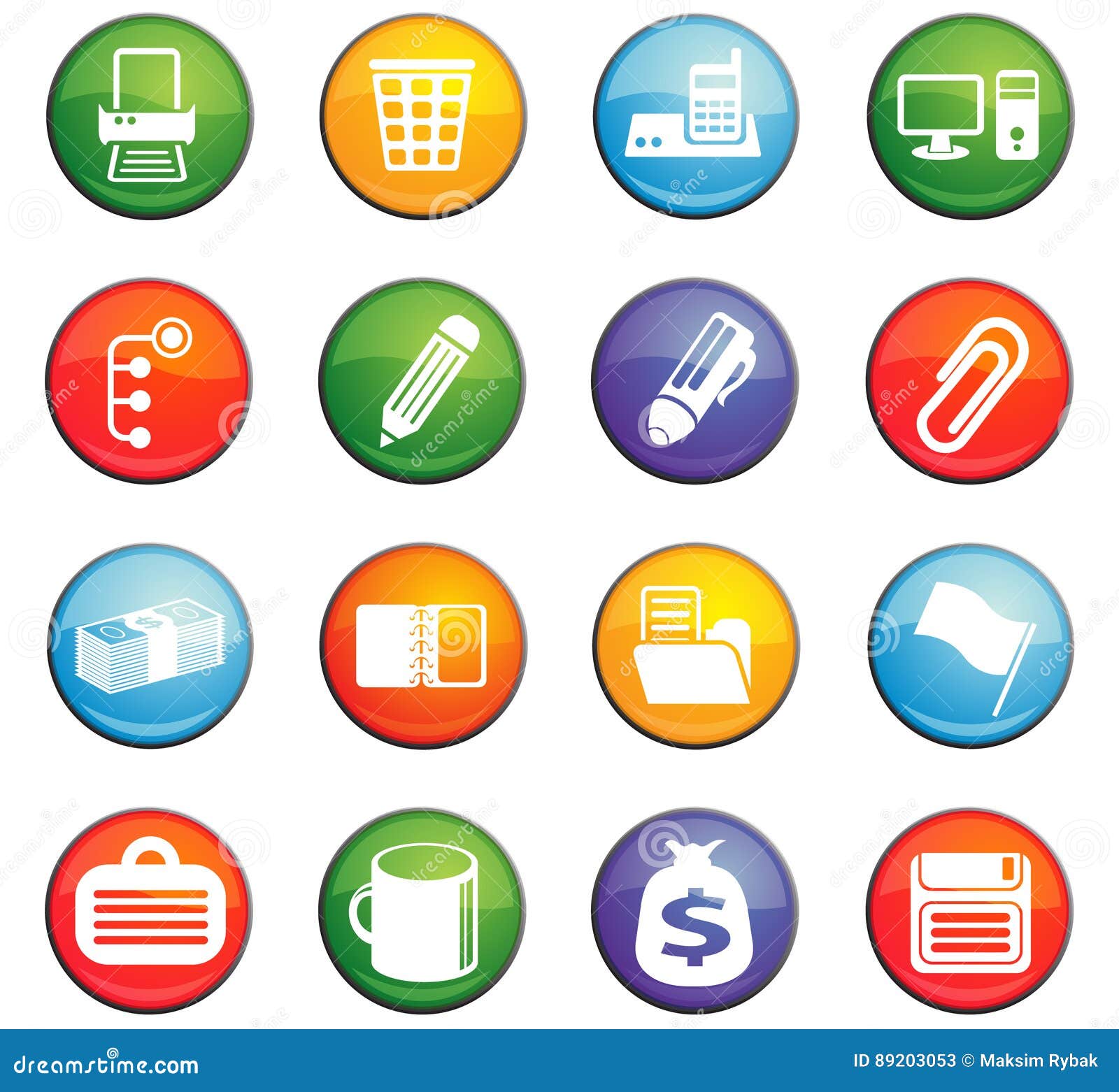 Office icon set stock illustration. Illustration of suitcase - 89203053