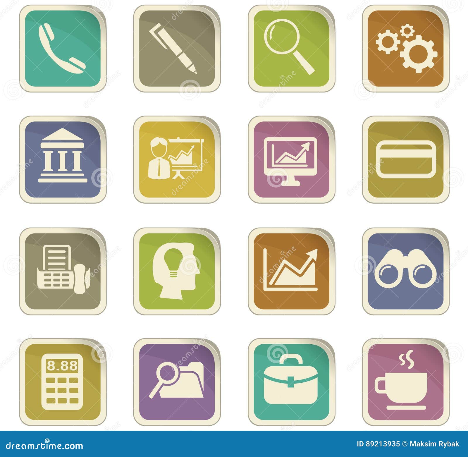 Office icon set stock illustration. Illustration of magnifying - 89213935