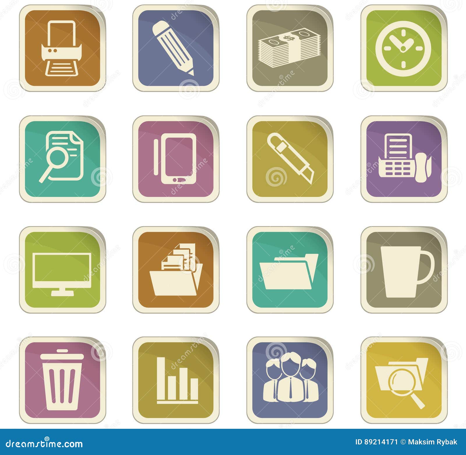 Office icon set stock illustration. Illustration of notes - 89214171