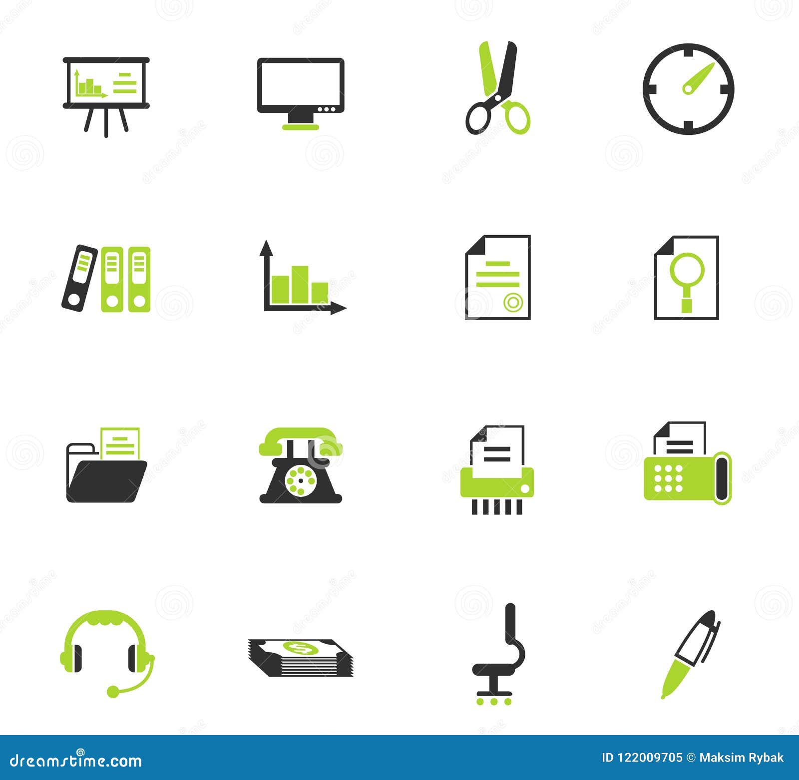 Office icon set stock vector. Illustration of magnifying - 122009705