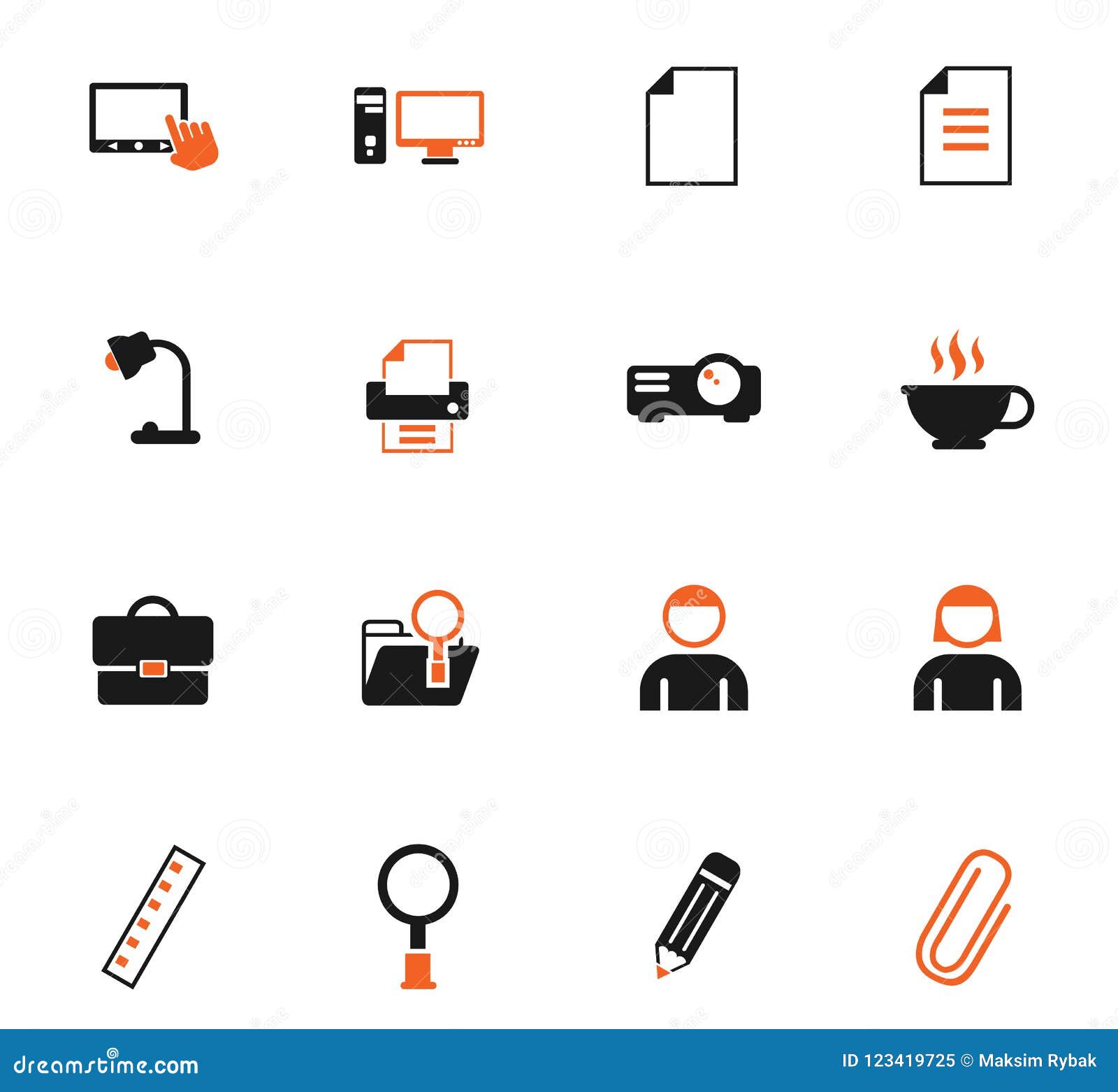 Office icon set stock vector. Illustration of vector - 123419725