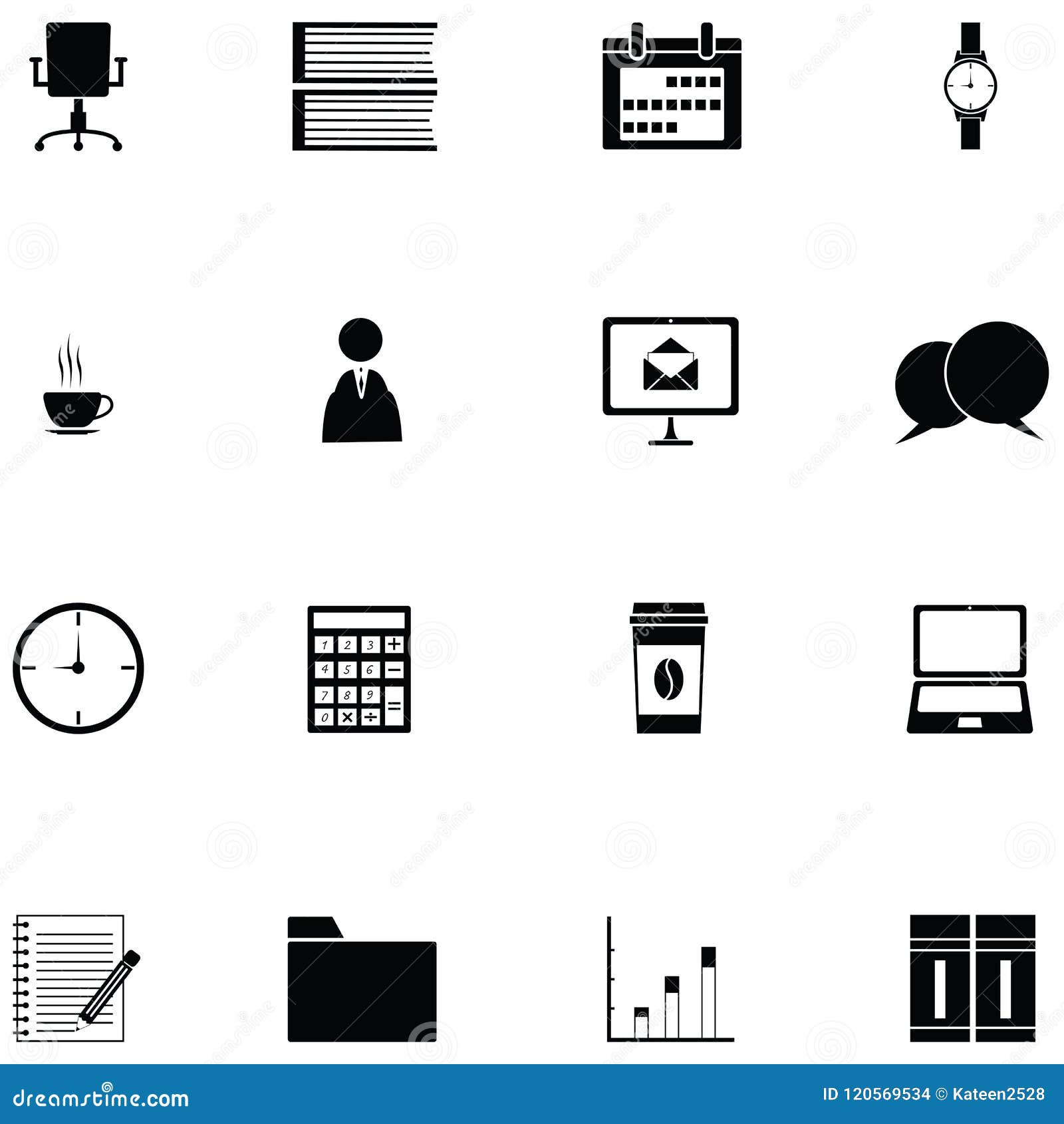 Office icon set stock vector. Illustration of team, contact - 120569534