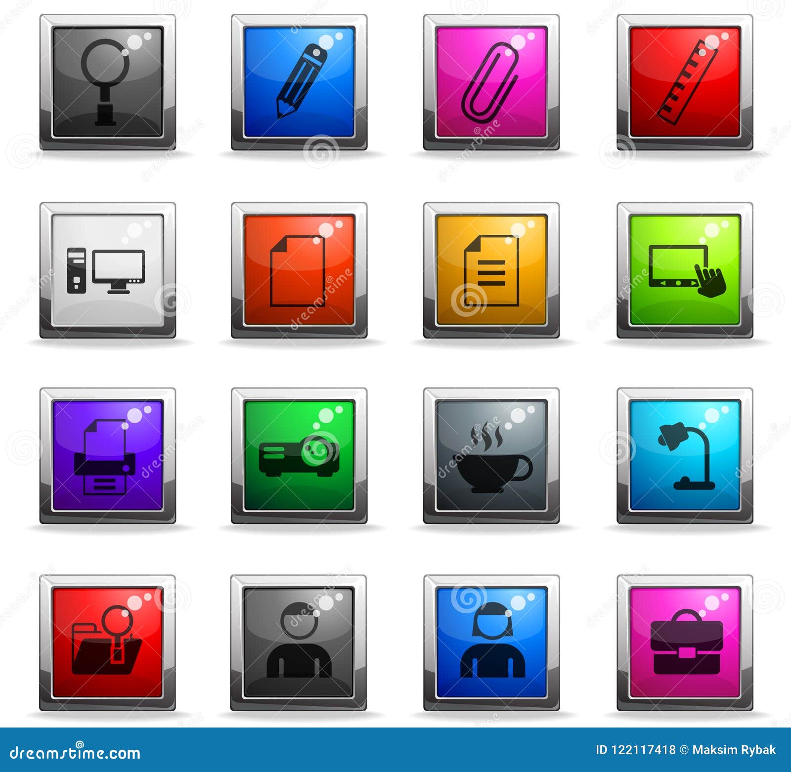 Office icon set stock illustration. Illustration of folder - 122117418
