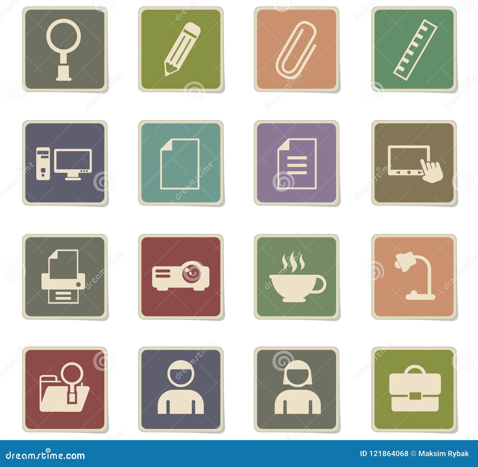 Office icon set stock vector. Illustration of coffee - 121864068