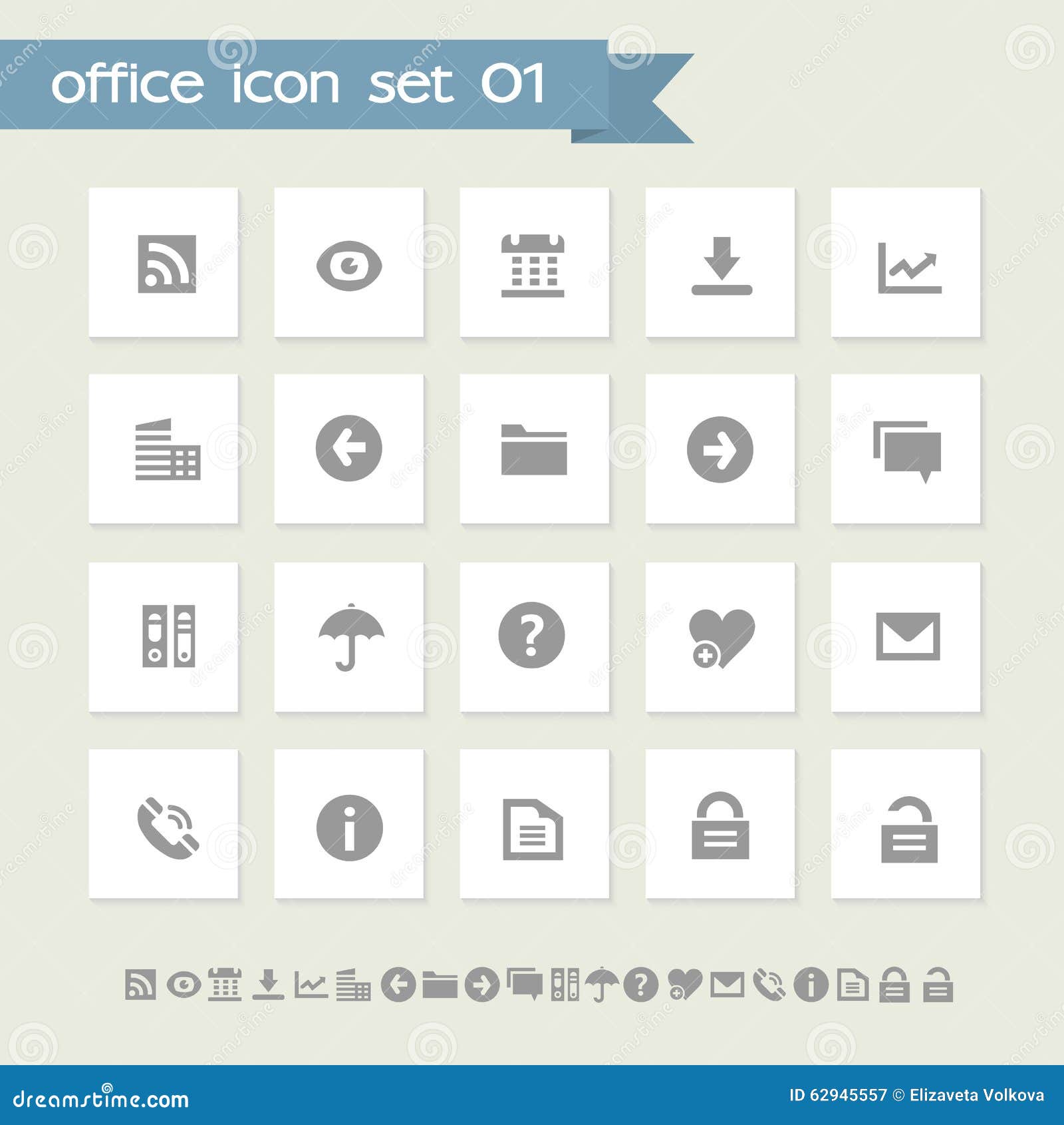 Office 1 Icon Set. Simple Flat Buttons Stock Vector - Illustration of ...