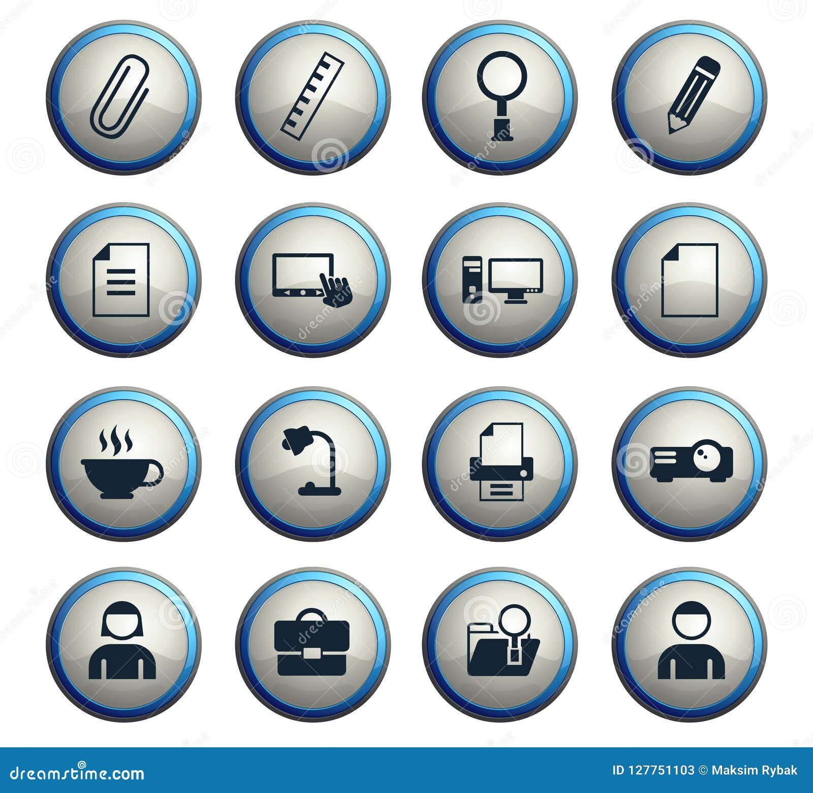 Office icon set stock vector. Illustration of computer - 127751103