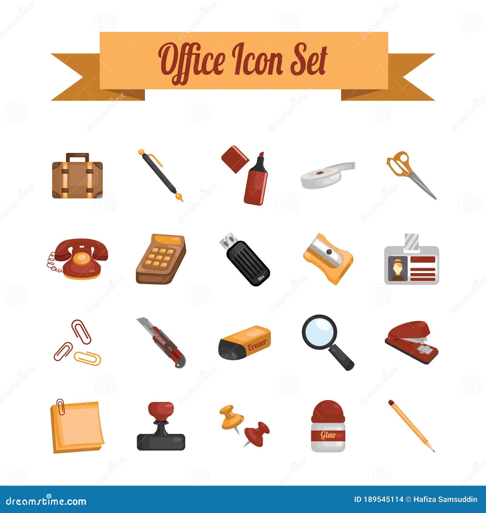 Office Icon Set. Vector Illustration Decorative Design Stock Vector ...