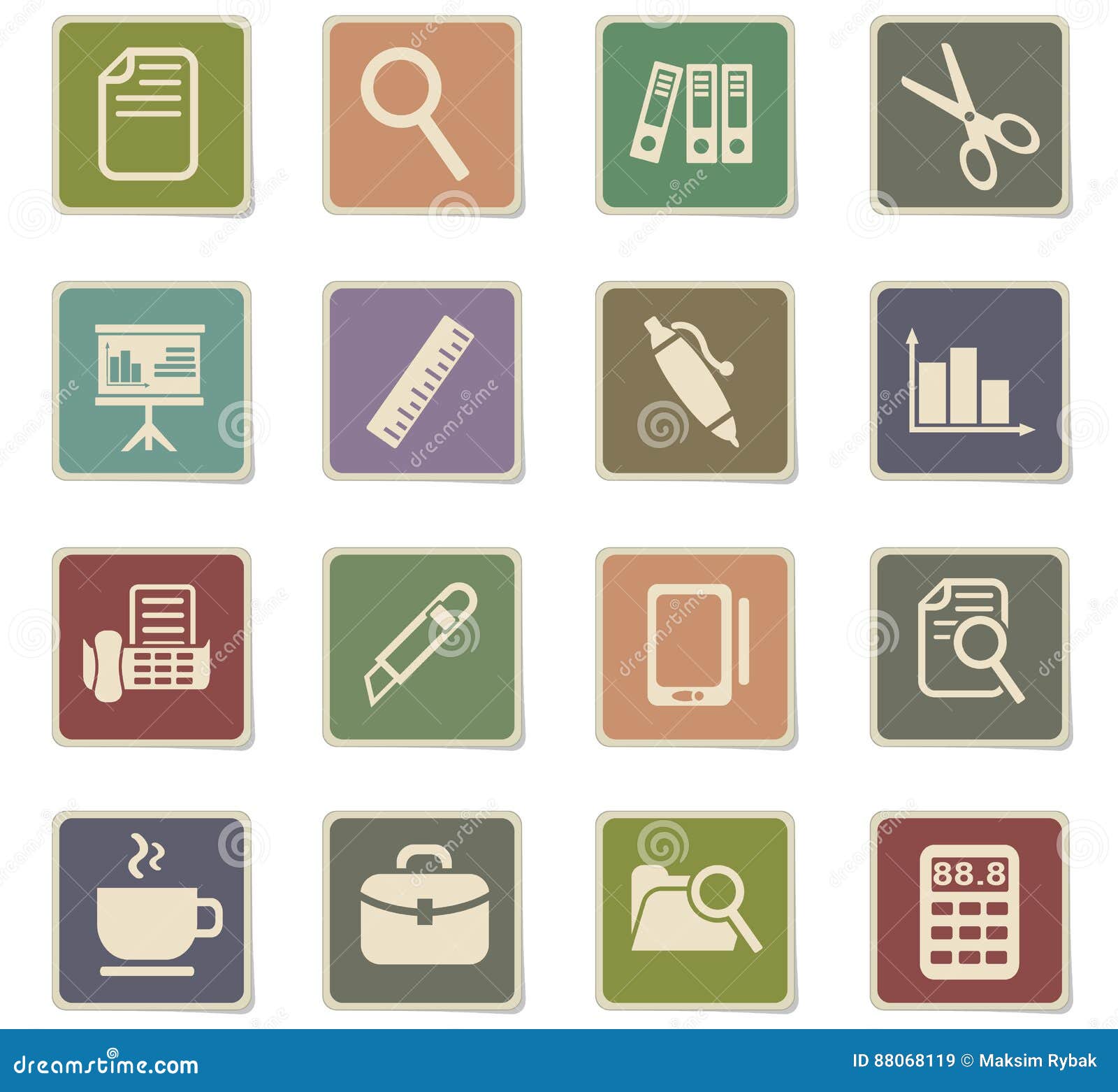 Office icon set stock vector. Illustration of interface - 88068119