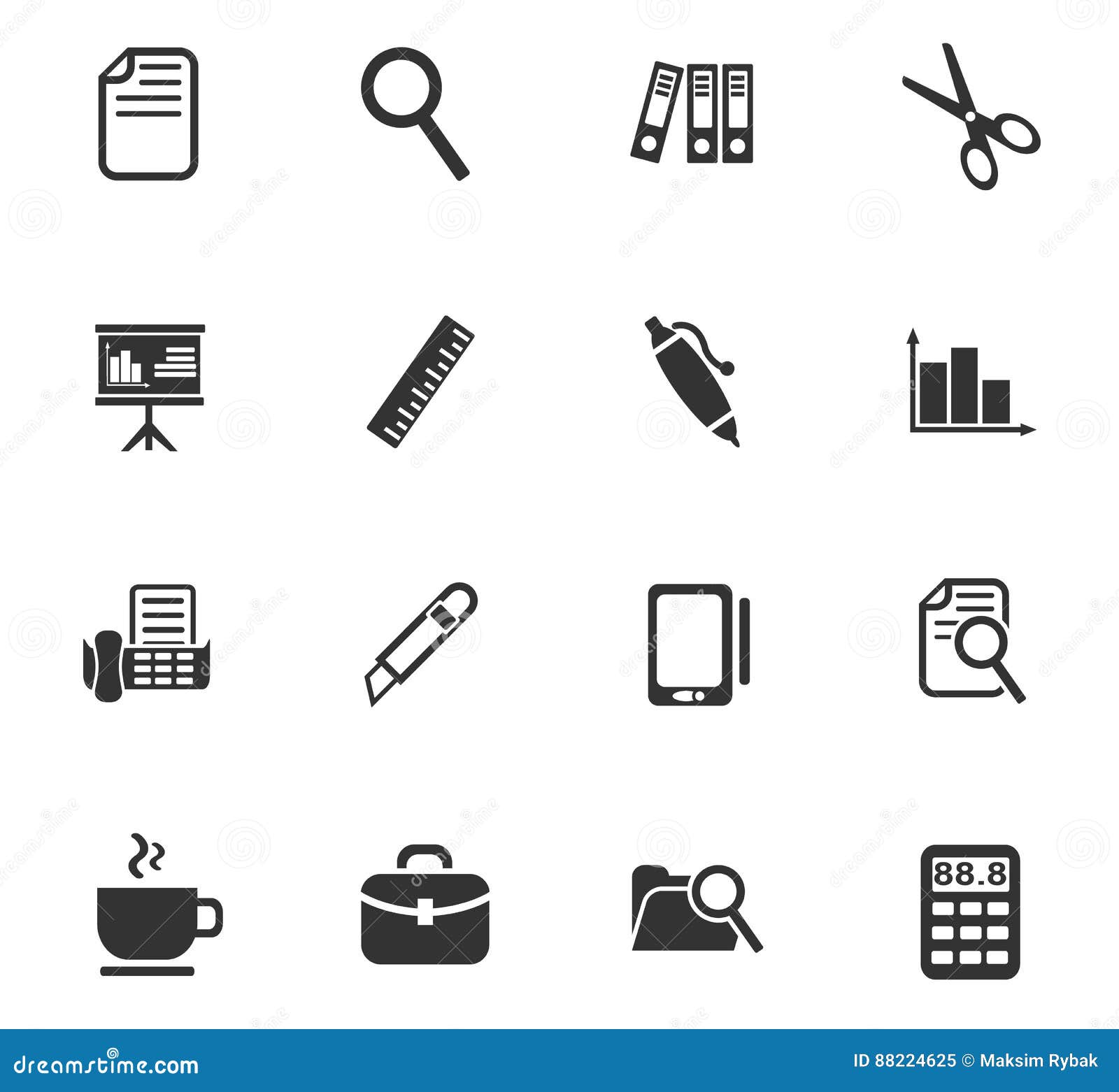 Office icon set stock vector. Illustration of business - 88224625