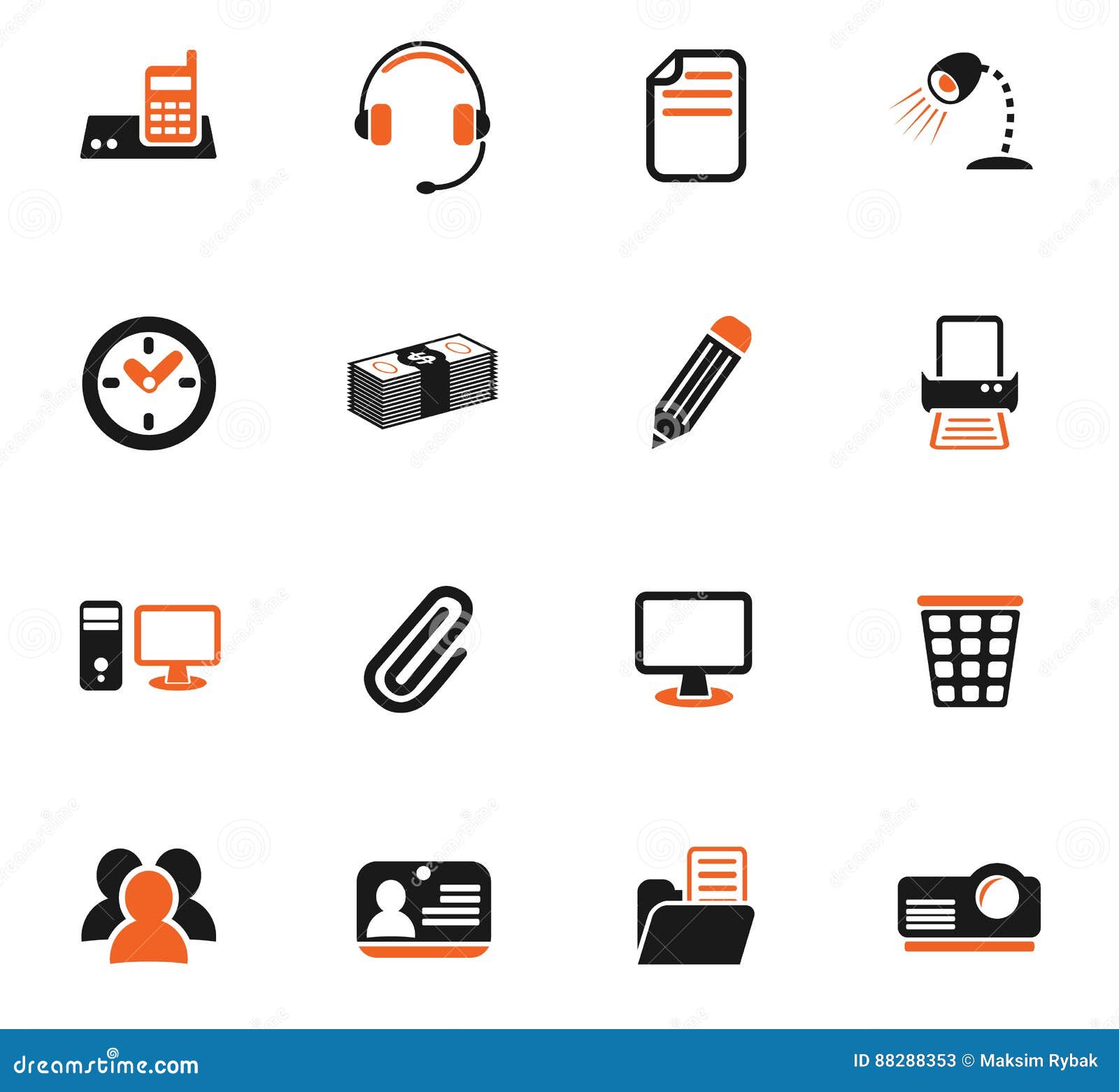 Office icon set stock illustration. Illustration of contact - 88288353