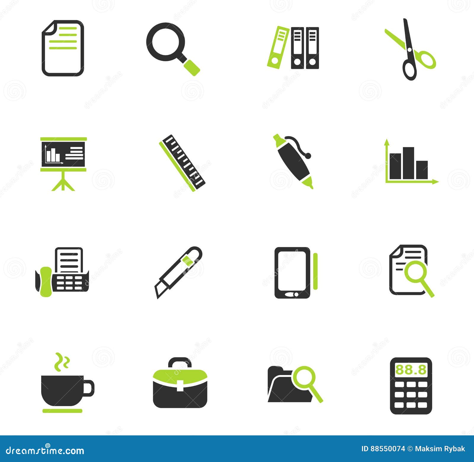 Office icon set stock illustration. Illustration of basket - 88550074