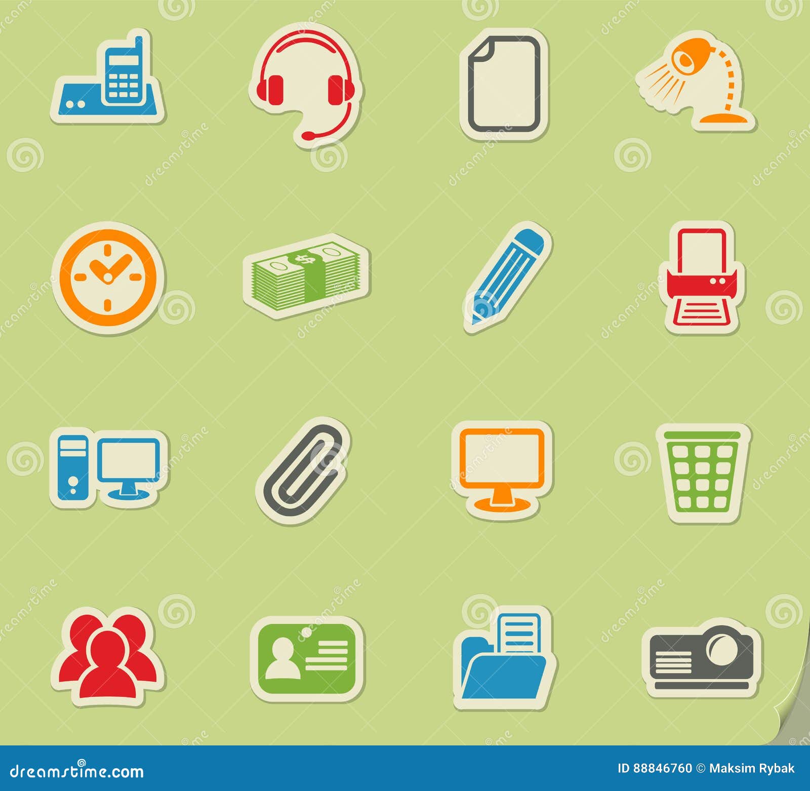 Office icon set stock illustration. Illustration of notes - 88846760