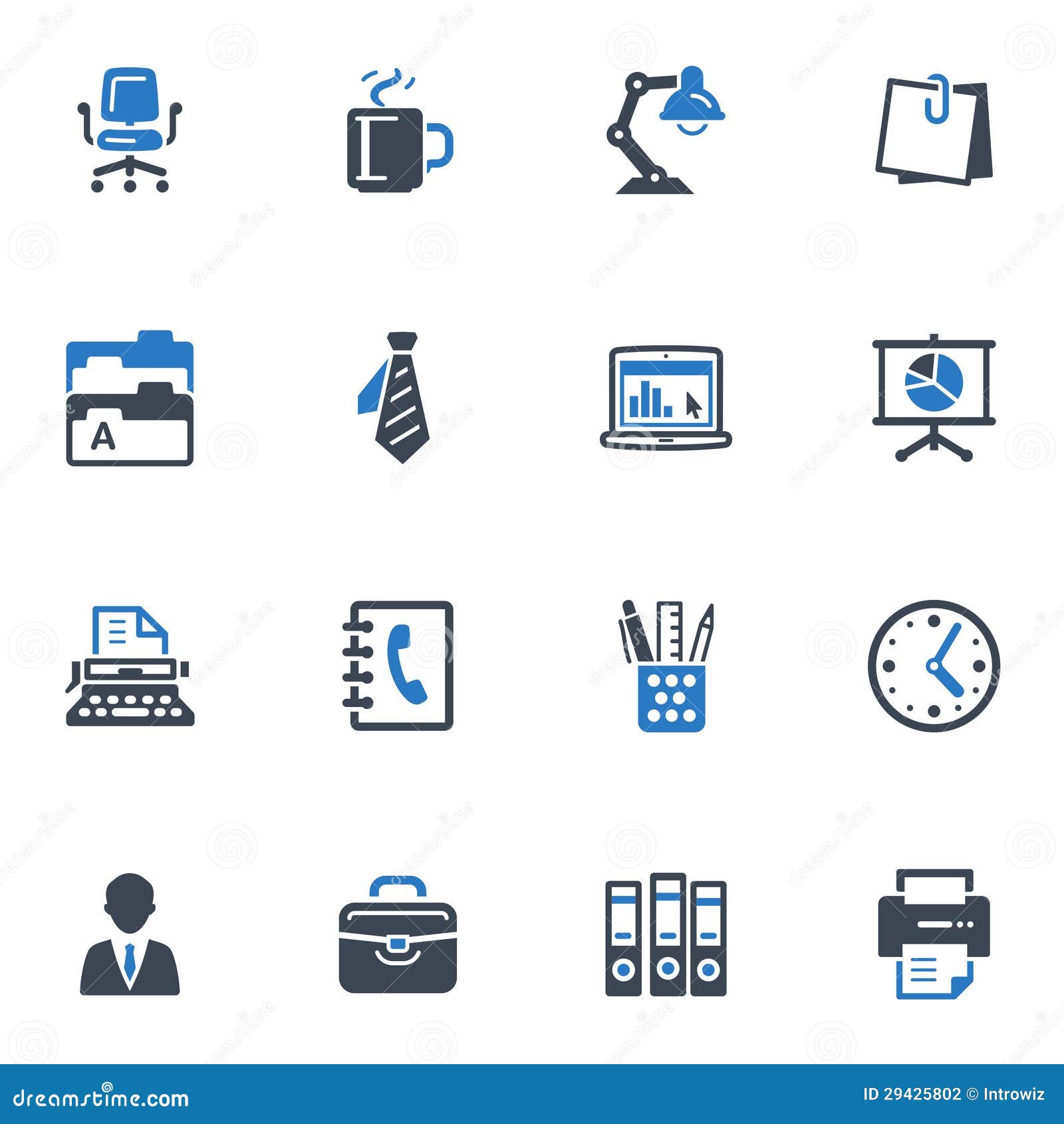 Office Icons - Blue Series stock vector. Illustration of ring - 29425802