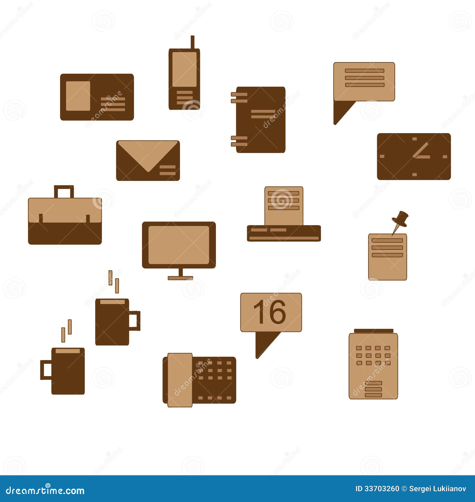 Office icons in brown stock vector. Illustration of icons - 33703260