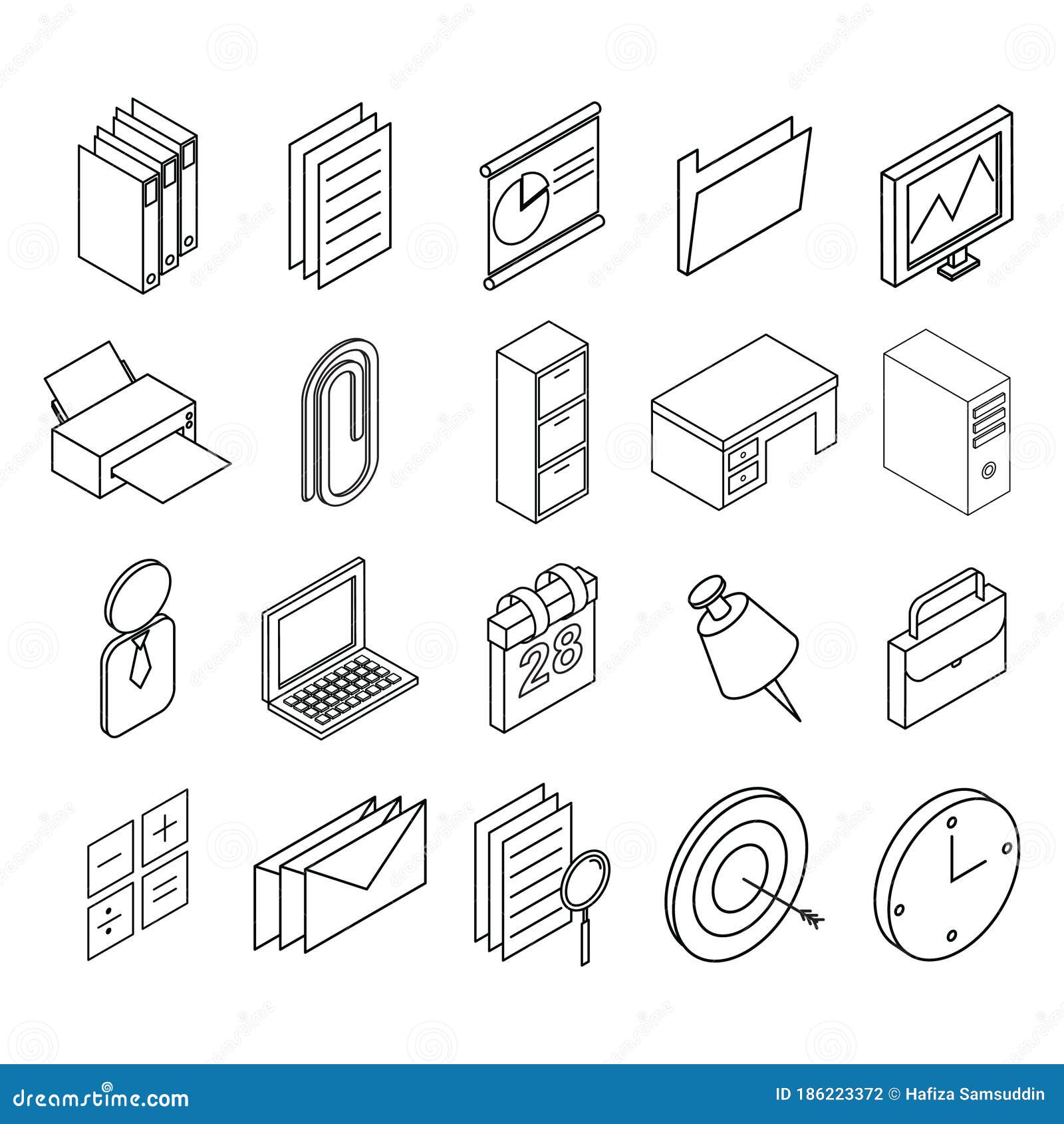 Office Icons Collection. Vector Illustration Decorative Design Stock ...
