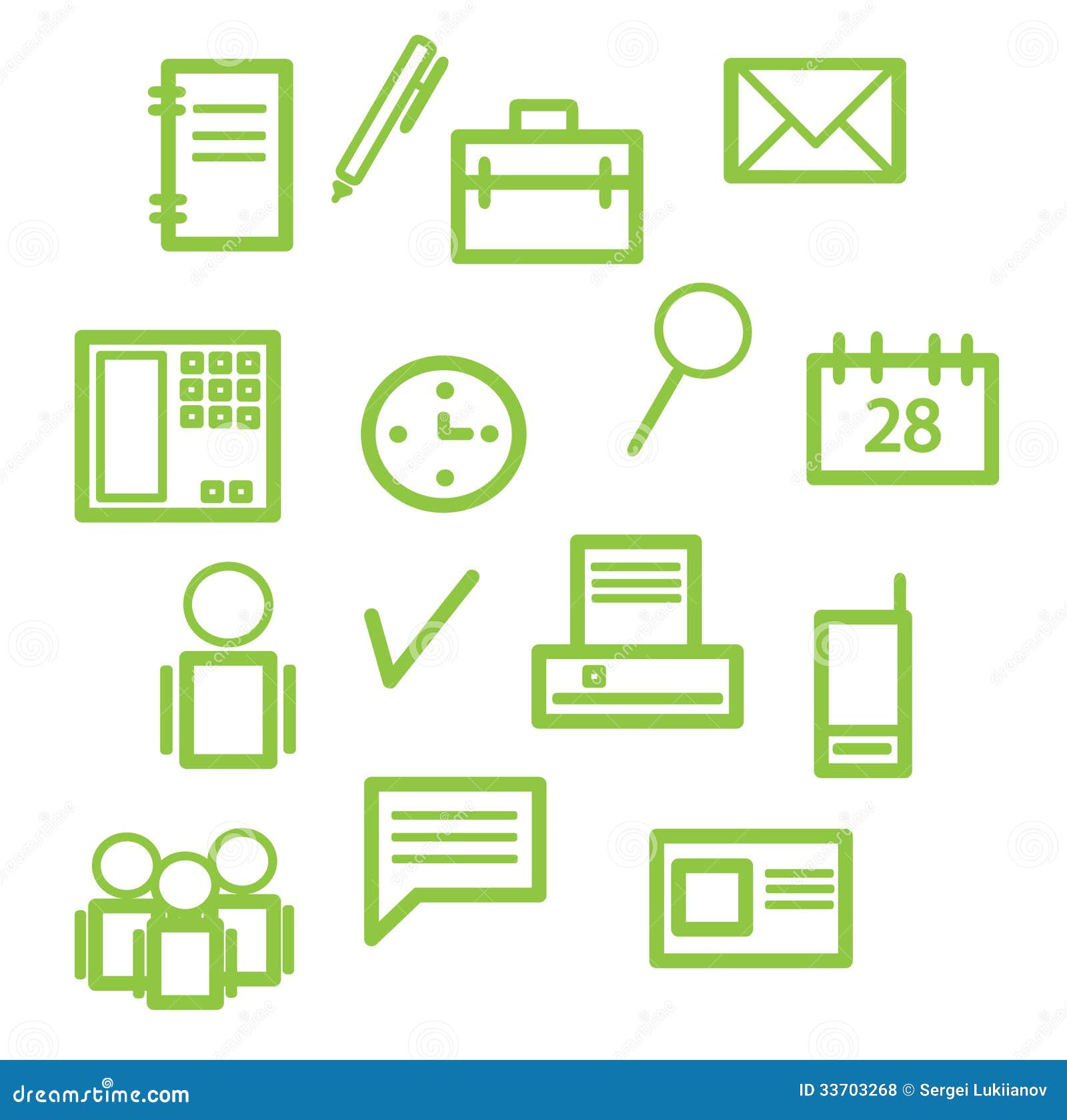 Office icons in green stock vector. Illustration of page - 33703268