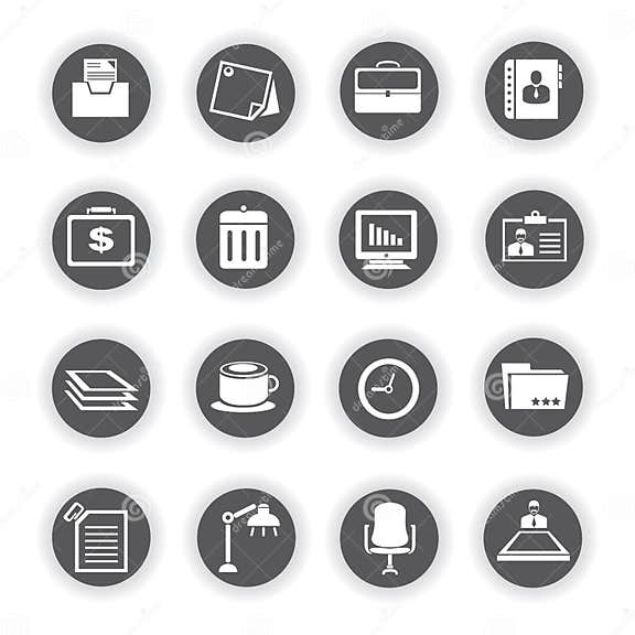 Office Icons, Round Buttons Stock Illustration - Illustration of ...