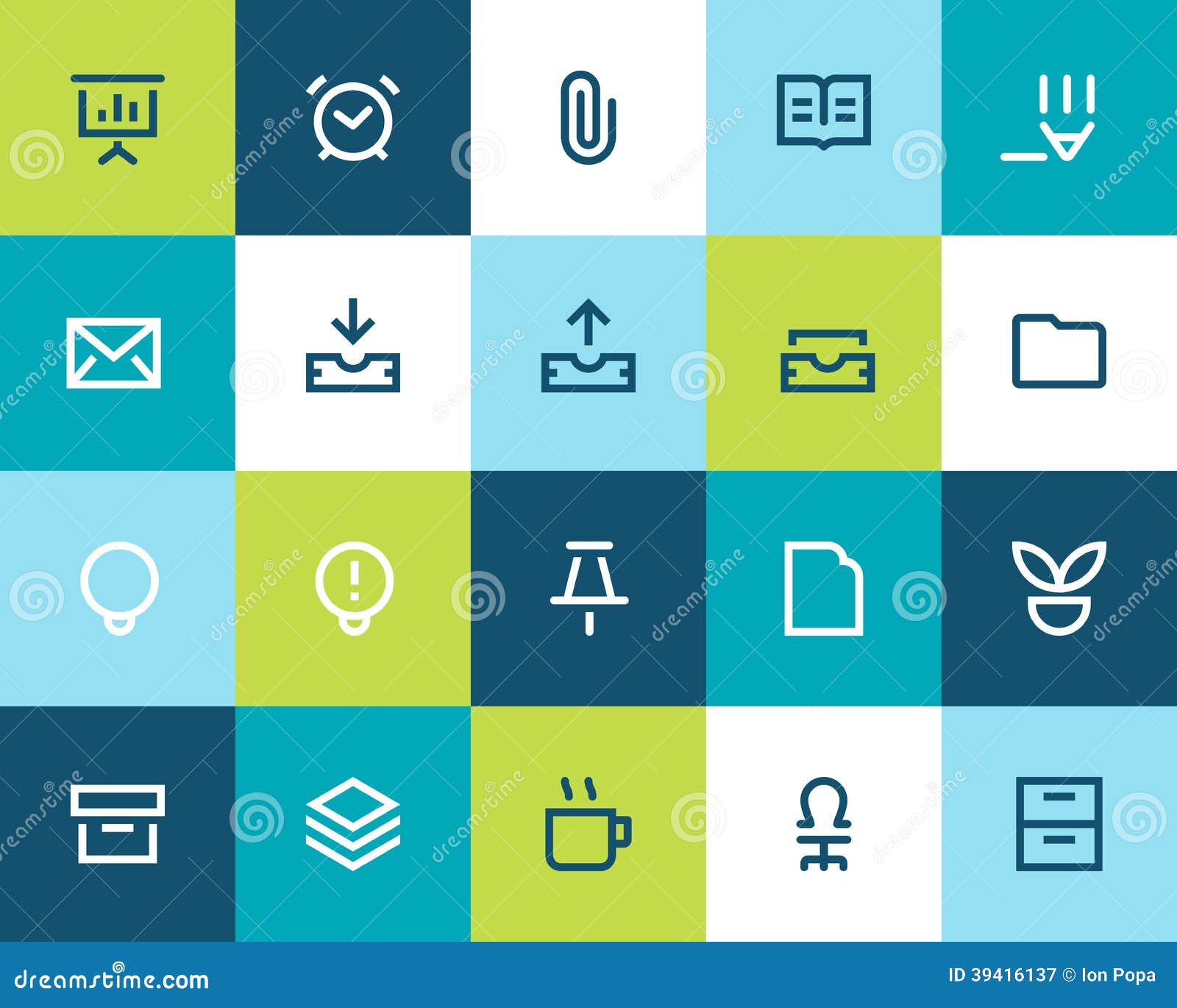 Office icons set. Flat stock vector. Illustration of file - 39416137