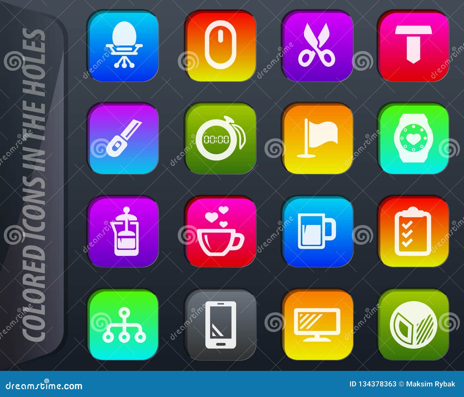 Office icons set stock vector. Illustration of number - 134378363