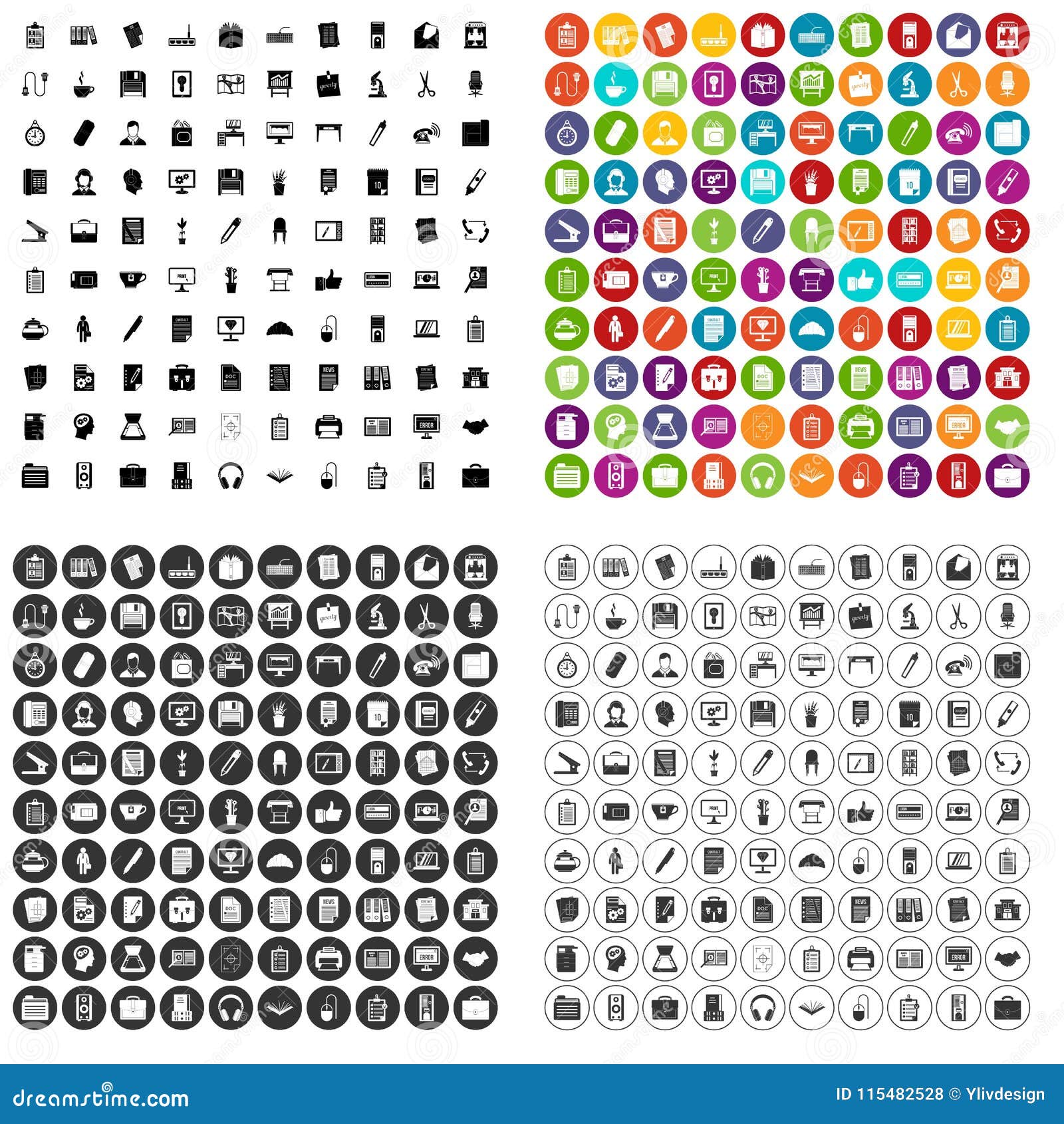 100 Office Icons Set Vector Variant Stock Vector - Illustration of ...