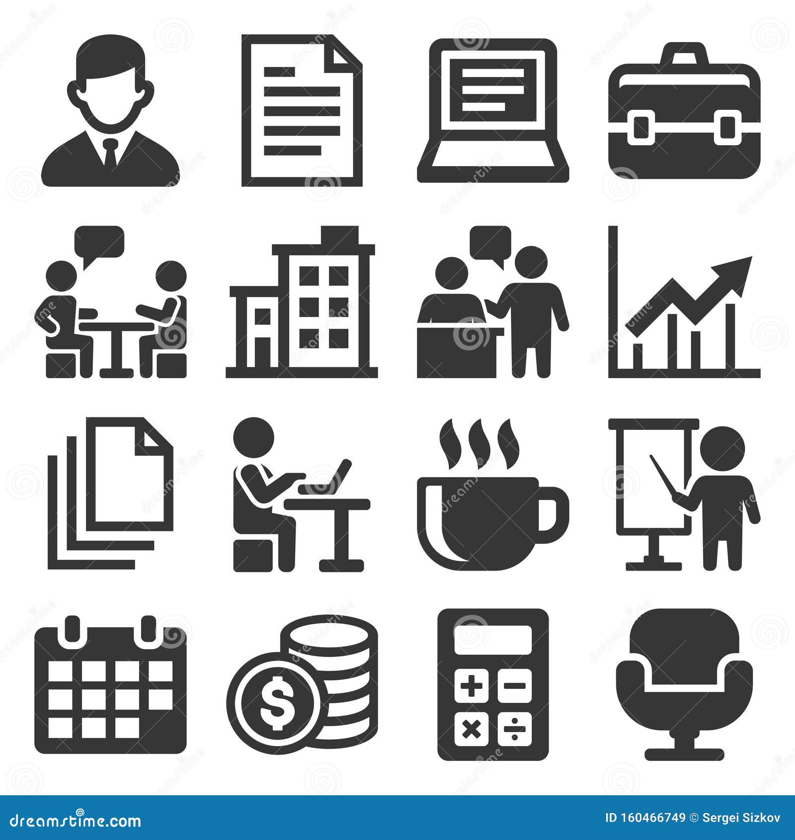 Office Icons Set on White Background. Vector Stock Vector ...