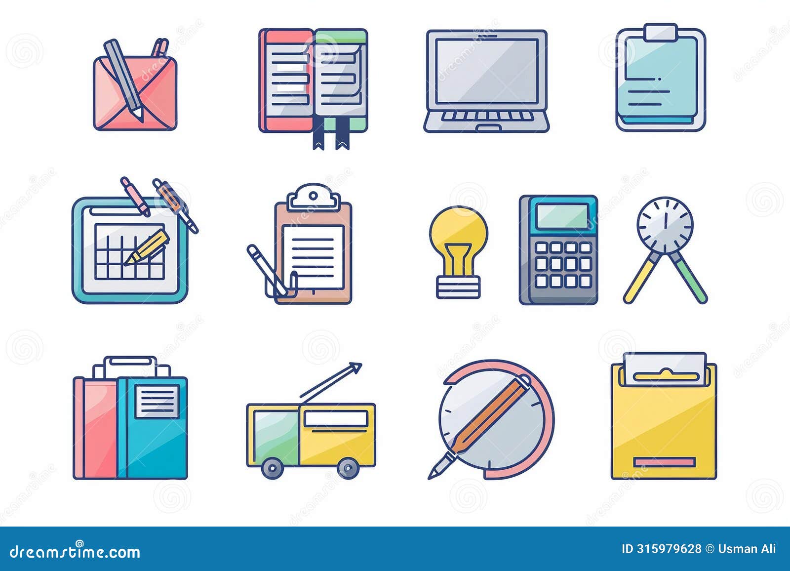 Office Icons on White Background Stock Illustration - Illustration of ...