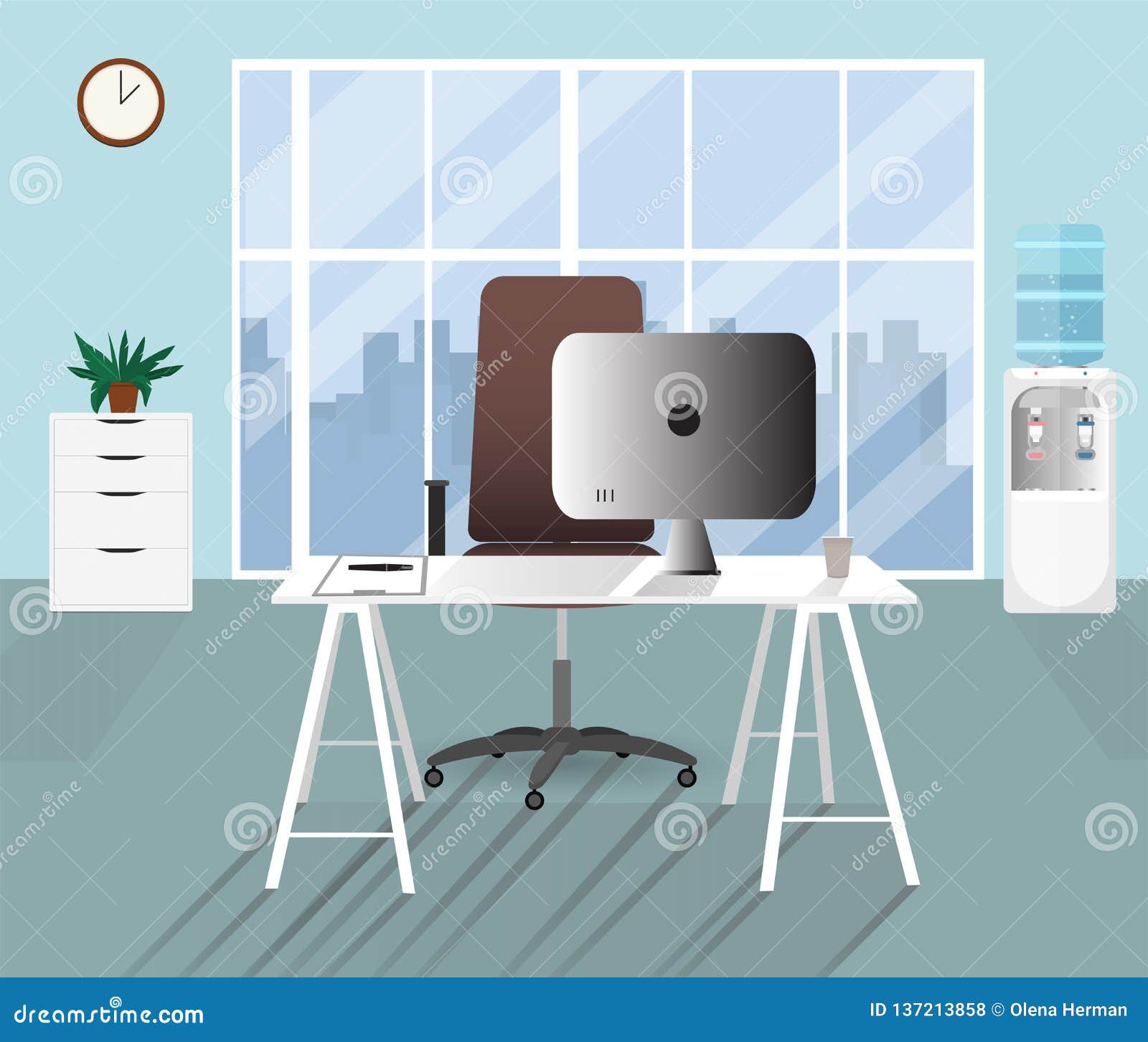 Flat Office Concept Illustration. Vector Illustration. Stock Vector ...