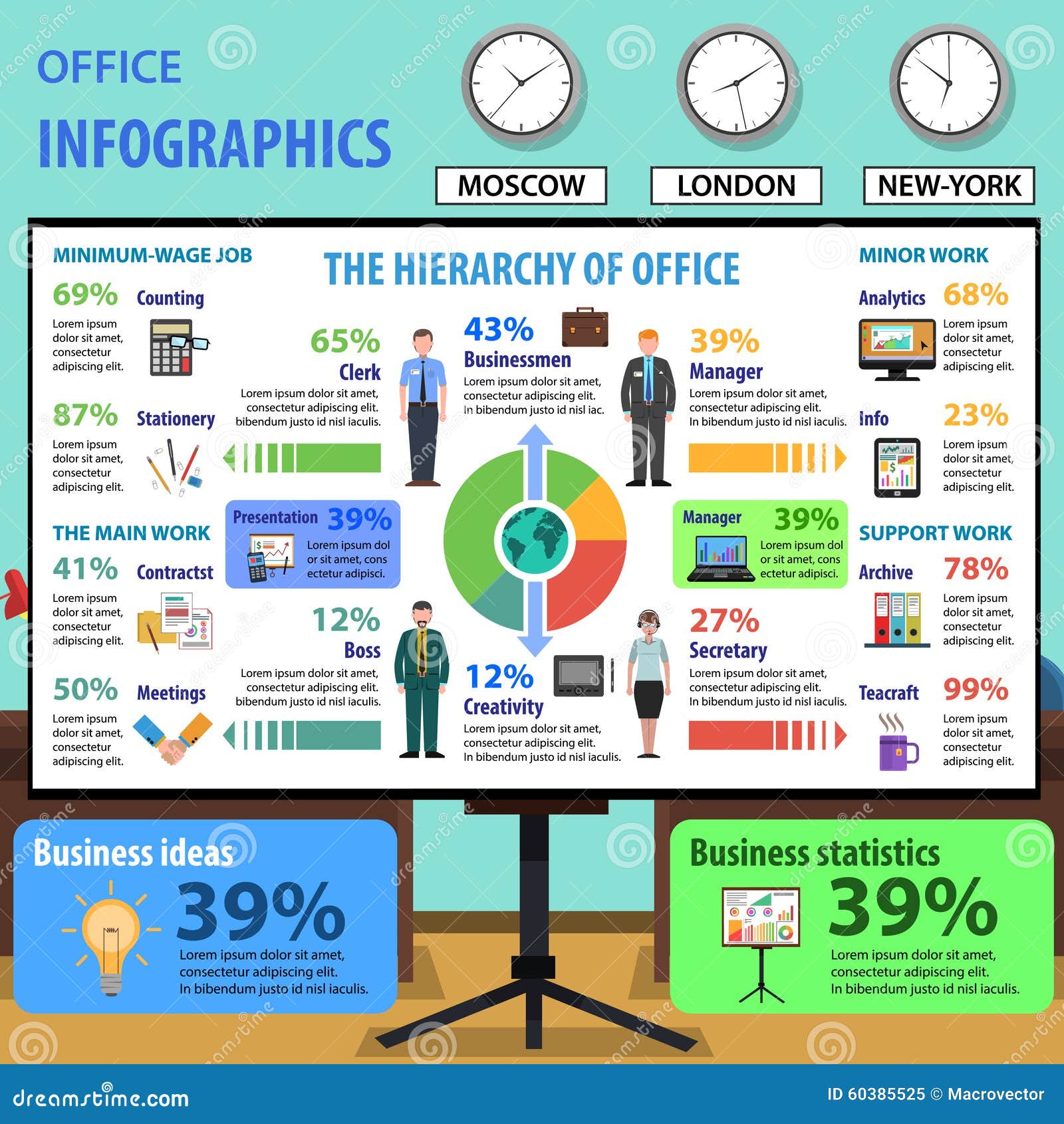 Office Infographics Set stock vector. Illustration of design - 60385525