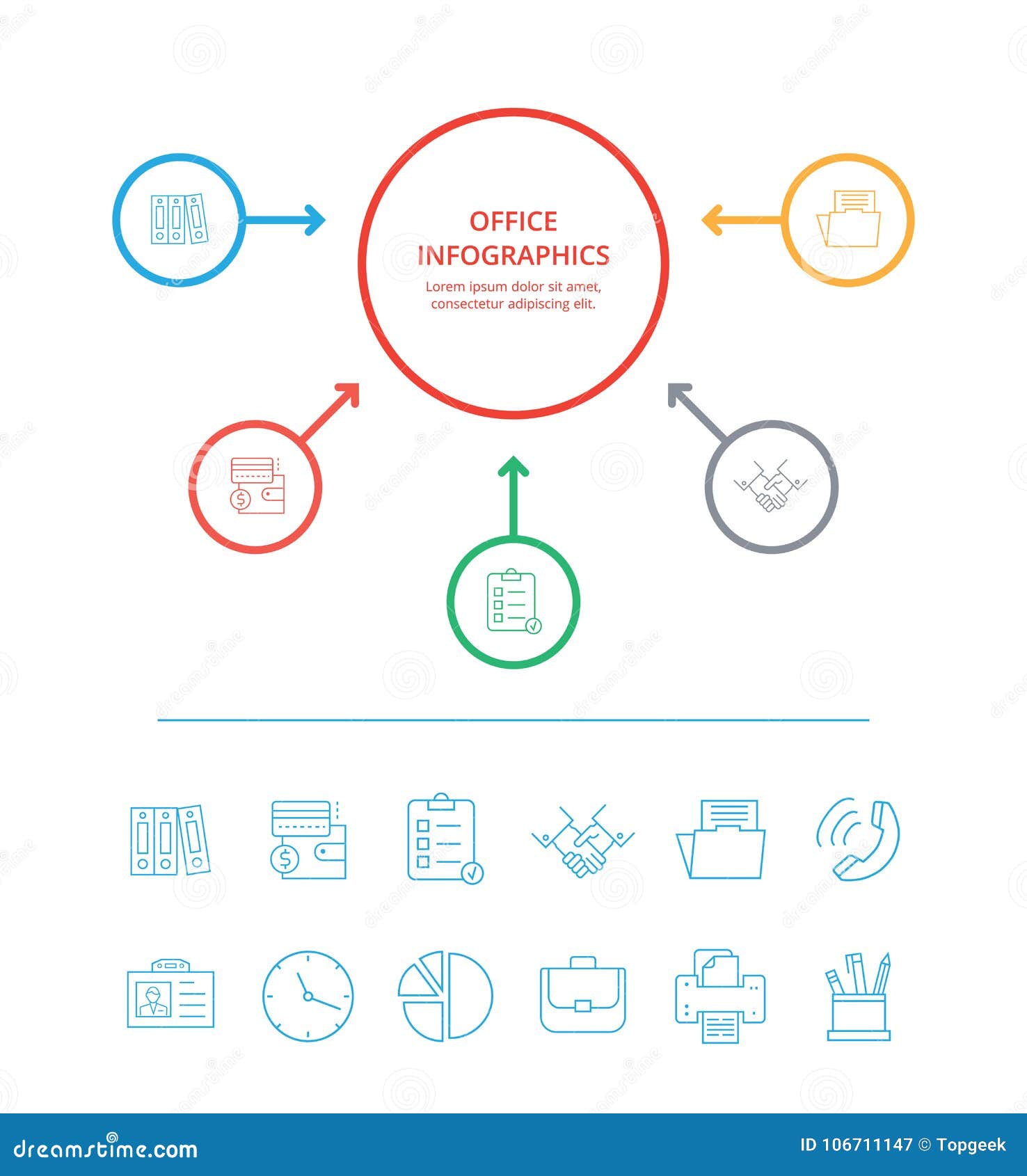 Office Infographics with Text Vector Illustration Stock Vector ...