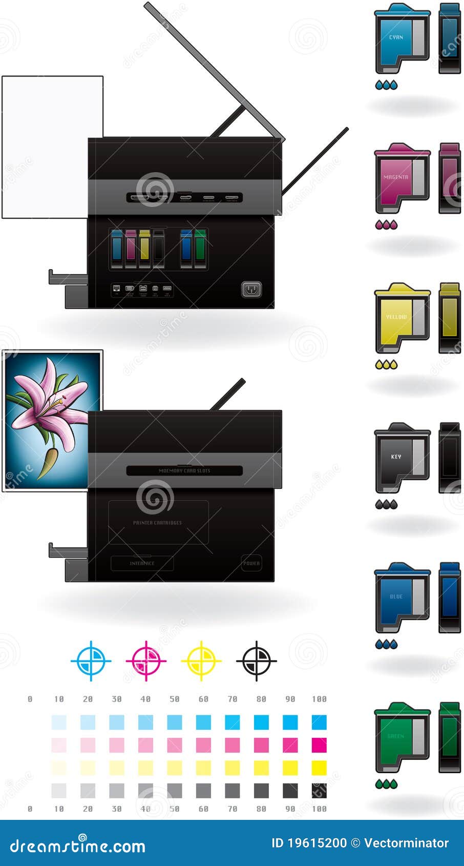 Photo Inkjet Printer. Color Printer Prints Photo On White Isolated ...