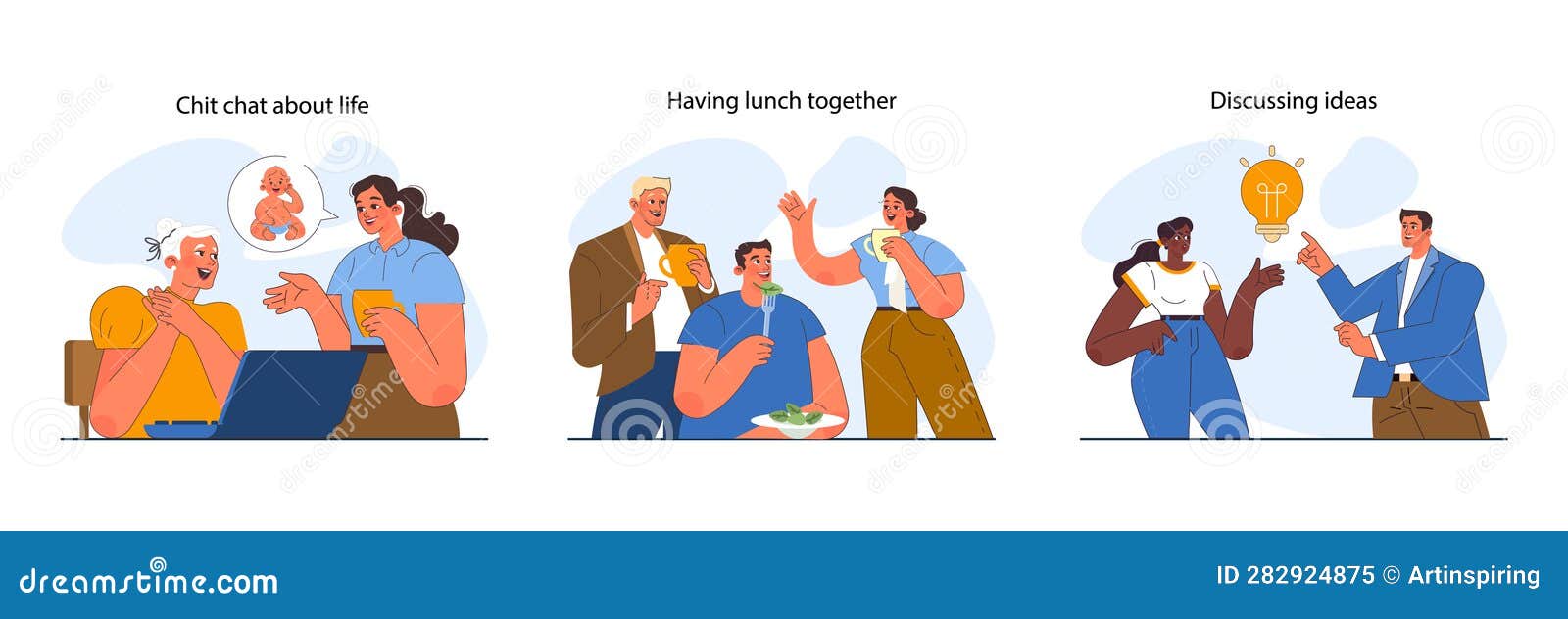 Team Interactions And Employee Communication Outline Icons Collection ...