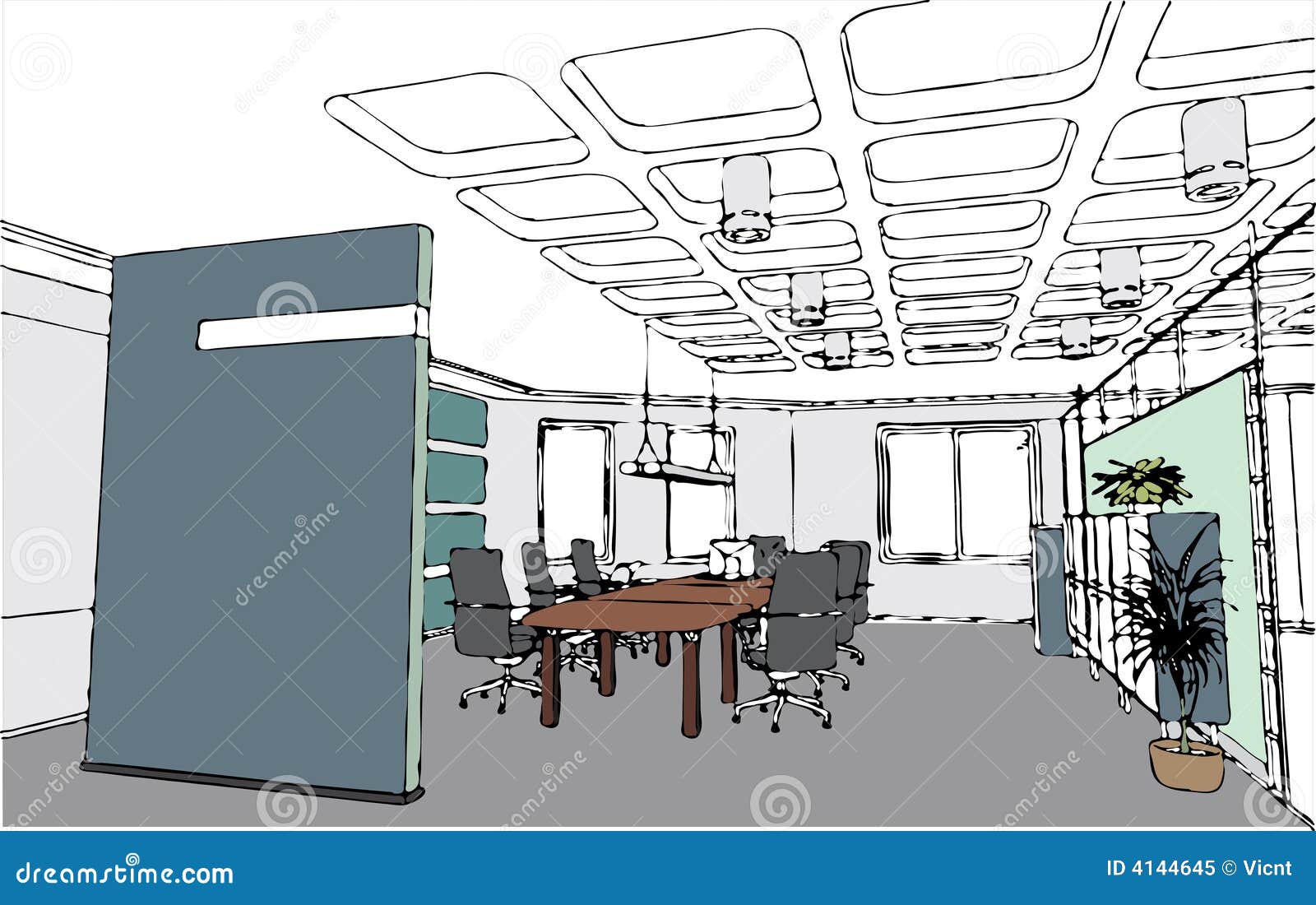 Office interior stock vector. Illustration of chairs, modern - 4144645