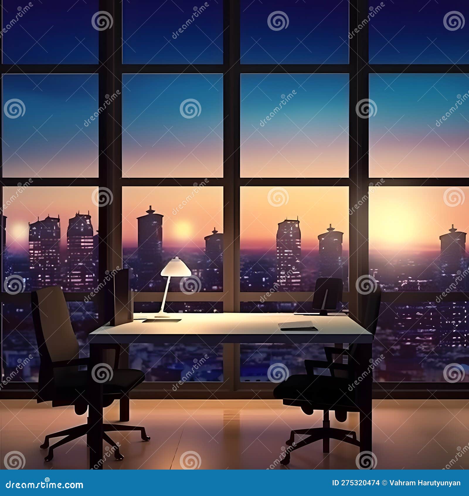 Office interior. Back view stock illustration. Illustration of laptop ...