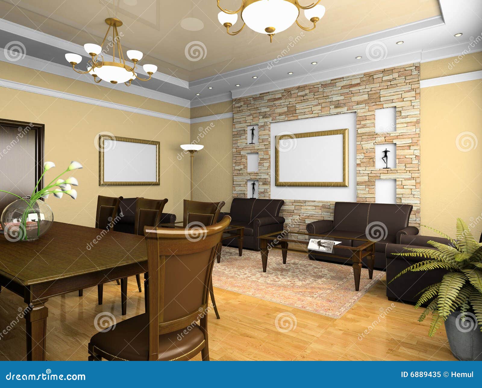 Office Interior in Classical Style Stock Illustration - Illustration of ...