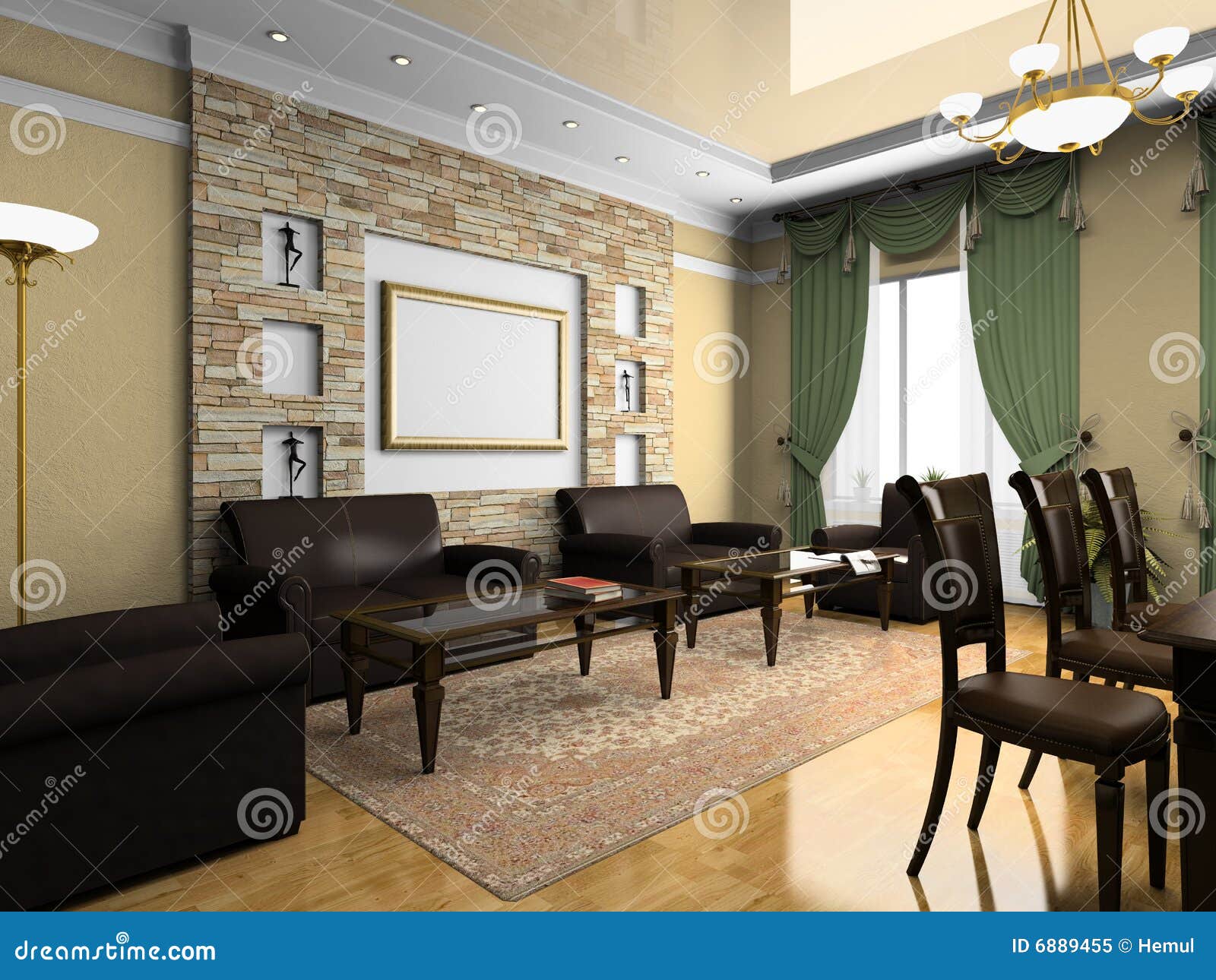 Office Interior in Classical Style Stock Illustration - Illustration of ...