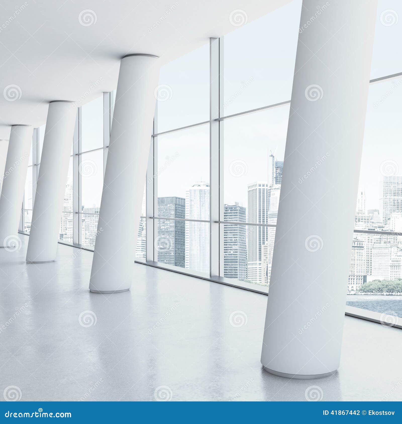 Office Interior with Columns Stock Photo - Image of empty, building ...