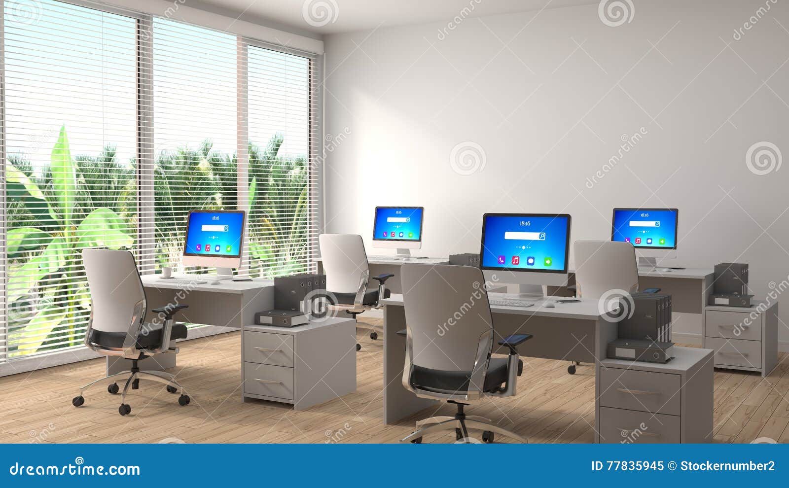 Office Interior. 3D Illustration Stock Illustration - Illustration of ...