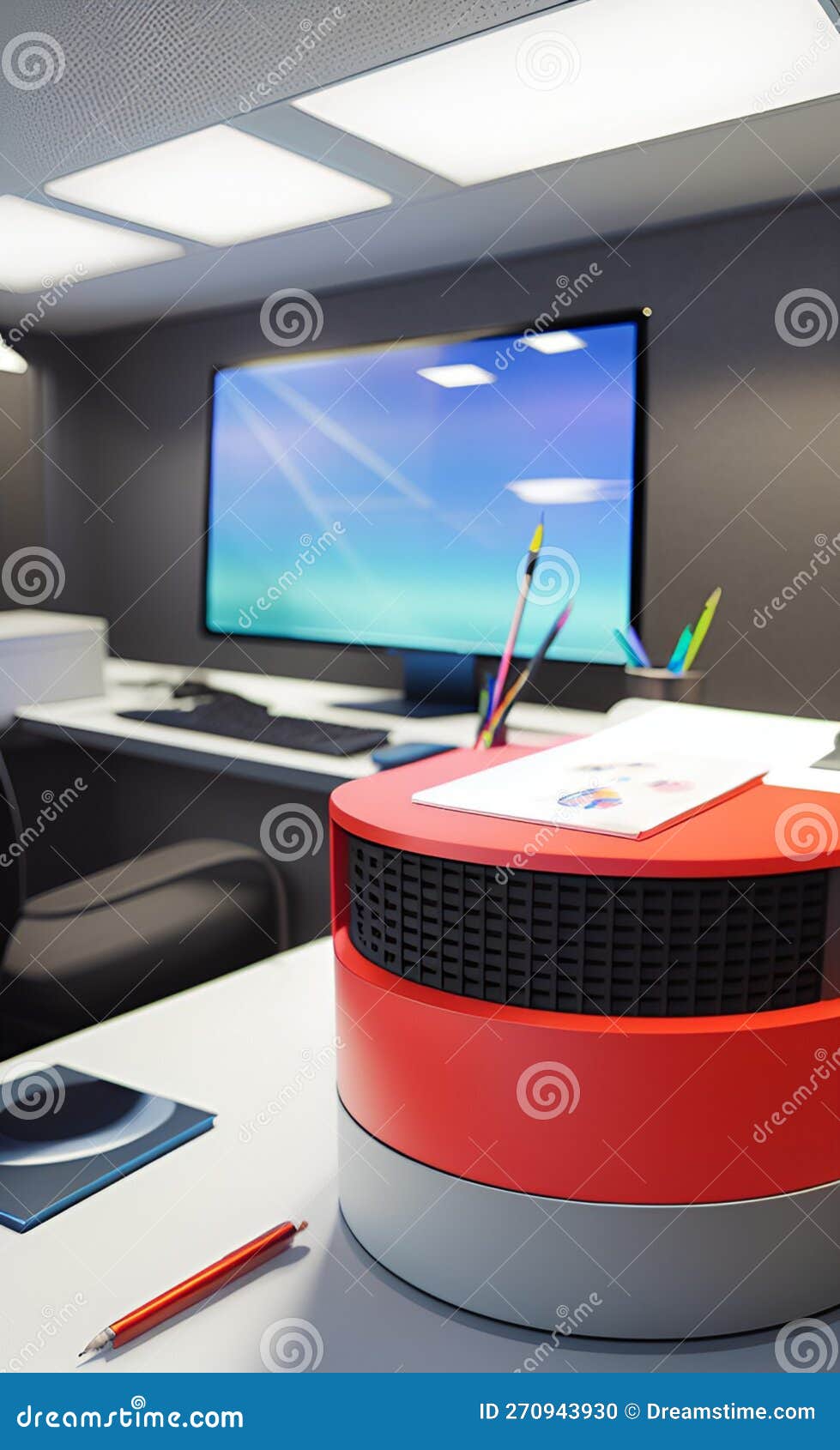 Office interior stock illustration. Illustration of laptop - 270943930