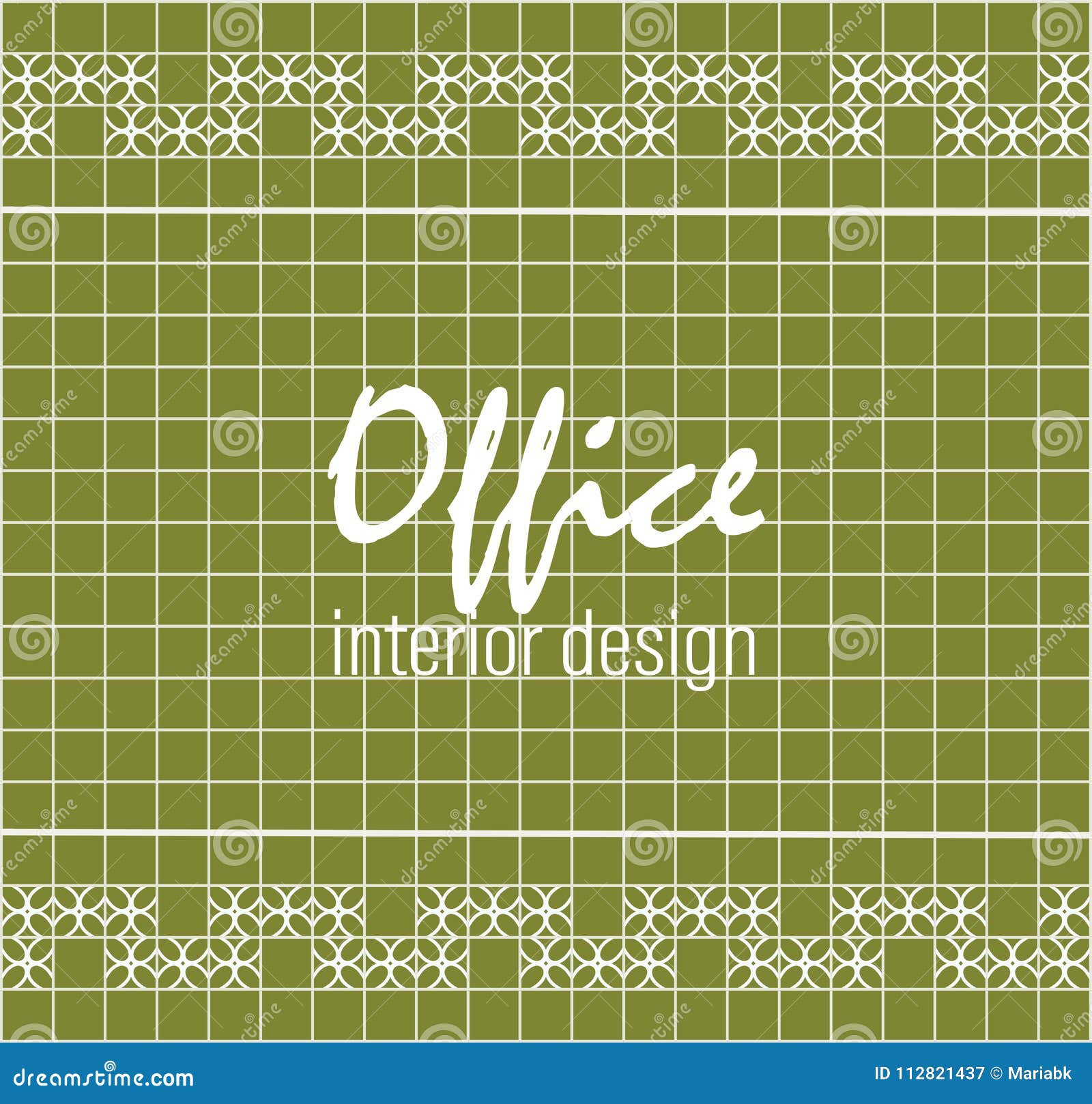 Office Interior Design. Text on Tile Wall. Dark Green Square Tiles with ...
