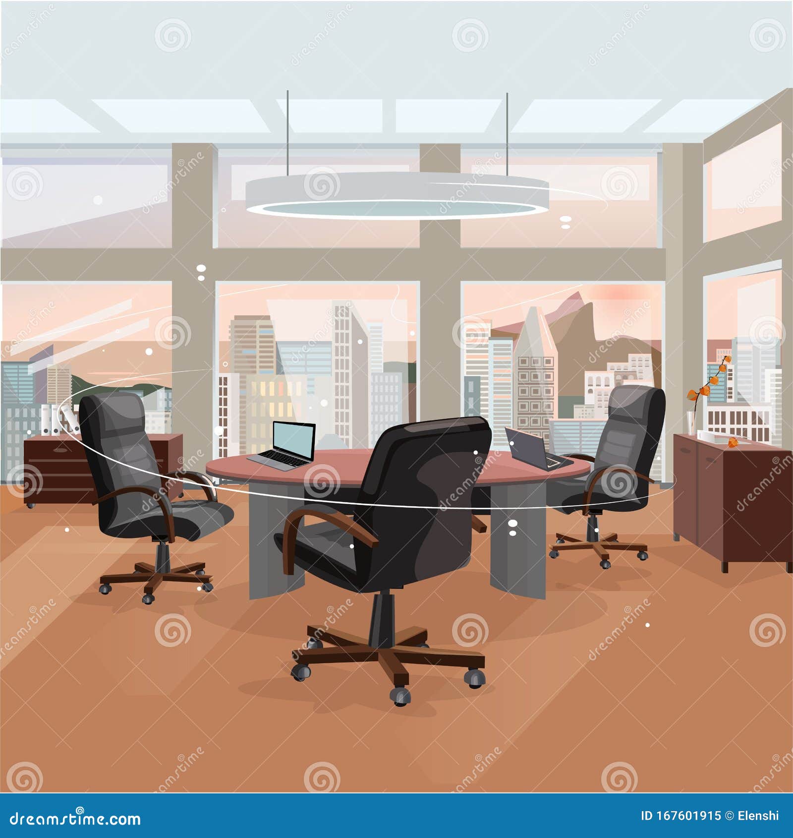 Office Interior Design. Workspace Staff. 3d Effect. Business Objects ...