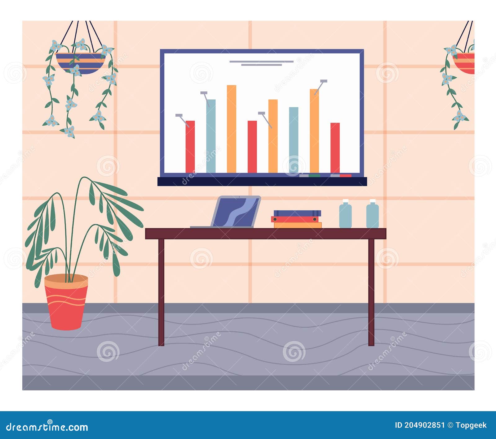 Office Interior with Digital Board, Presentation with Graphic, Table ...