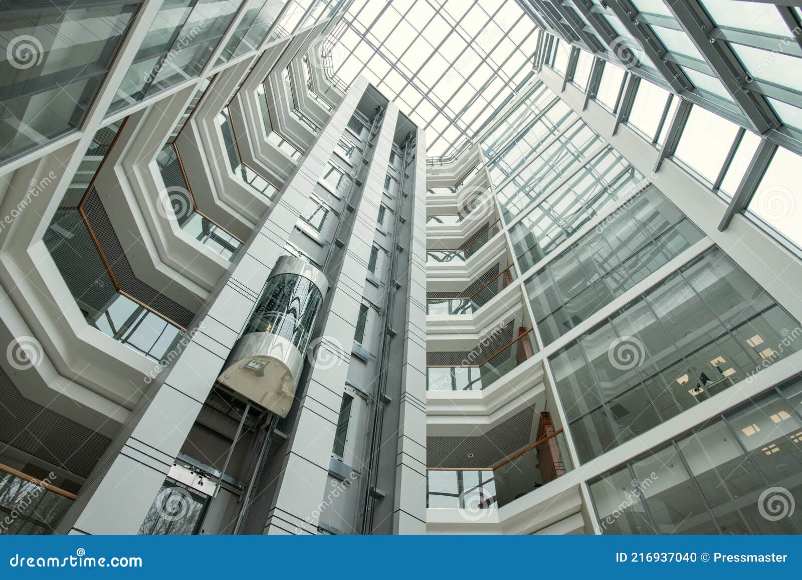 Office Interior with Elevator Moving Up Stock Photo - Image of striped ...