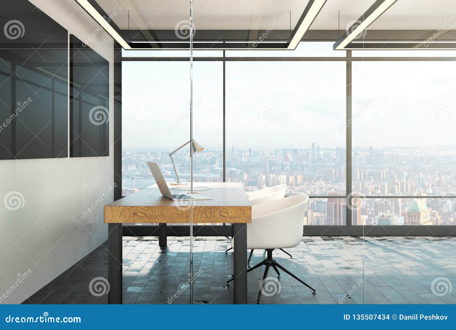 Office Interior with Poster Stock Illustration - Illustration of ...